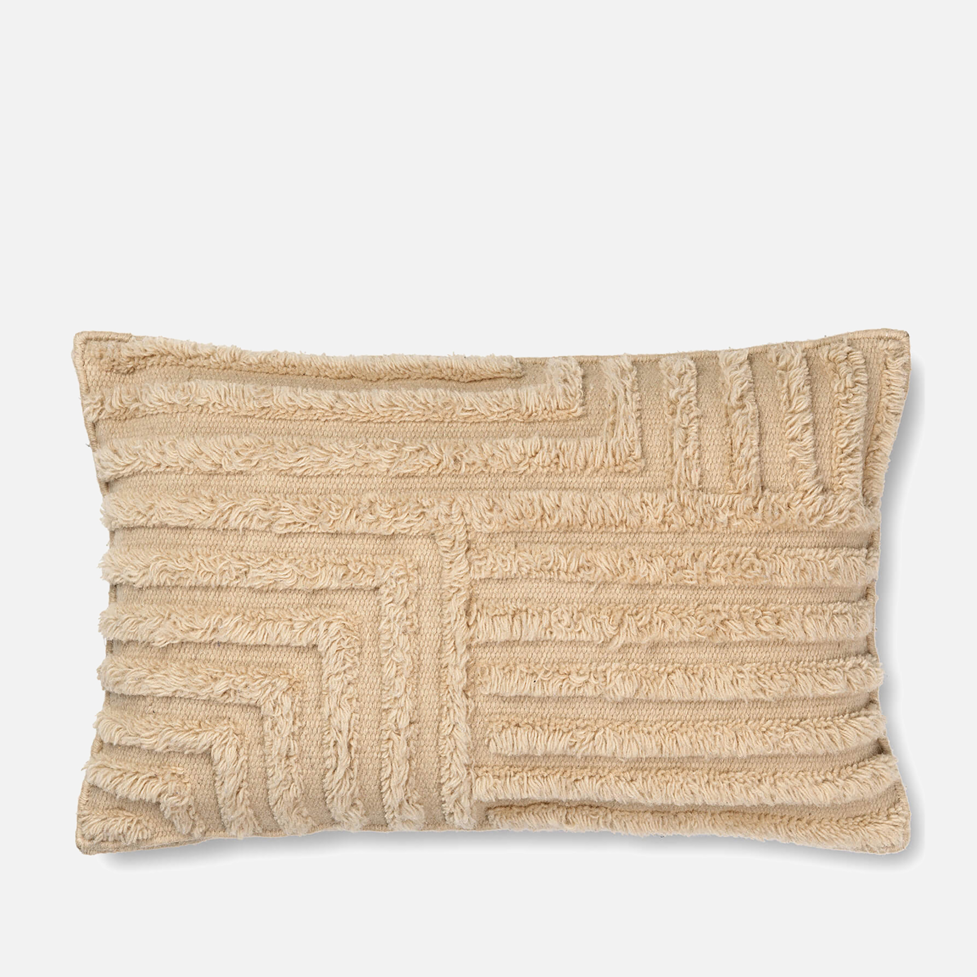 Ferm Living Crease Wool Rectangle Cushion. - Light Sand | Coggles