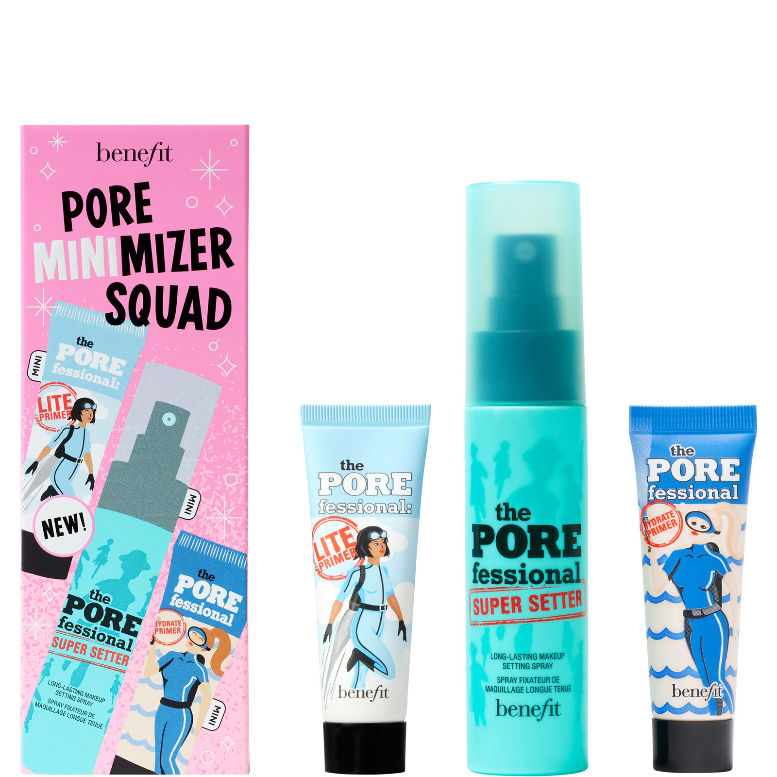 benefit Pore Minimizer Squad Face Primer and Makeup Setting Spray Trio ...