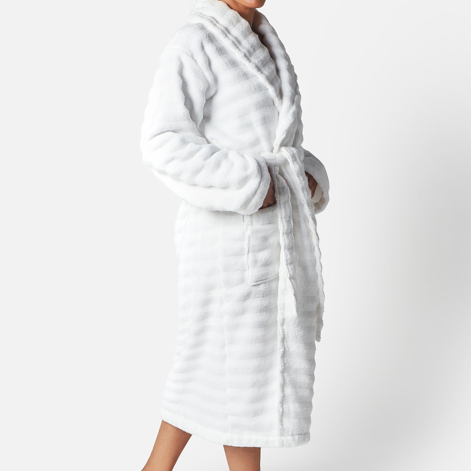ESPA Home Hydrocotton Ribbed Wave Bath Robe - White - S/M | LOOKFANTASTIC