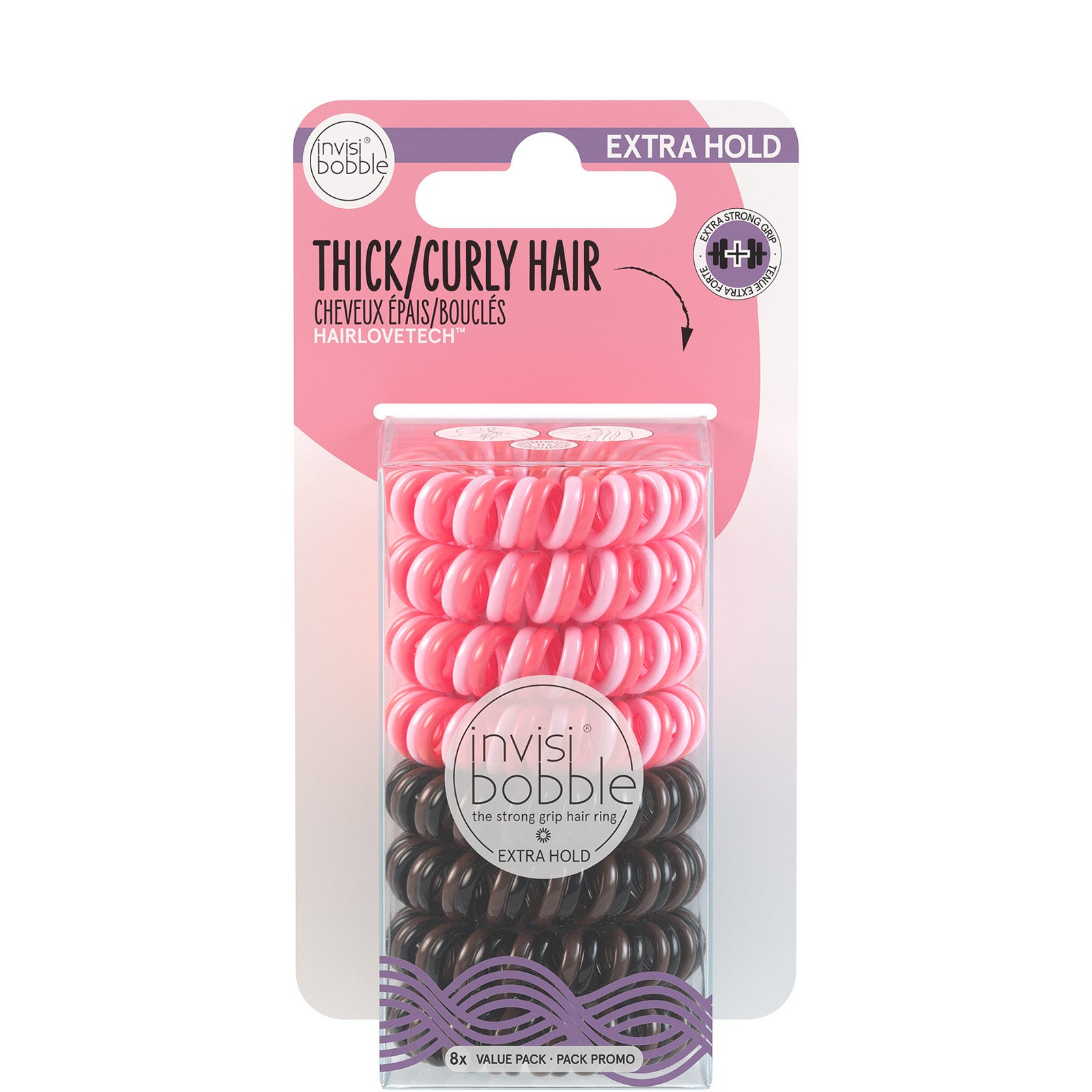 Invisibobble Extra Strong Hair Bobbles Value Pack (8pc) | LOOKFANTASTIC