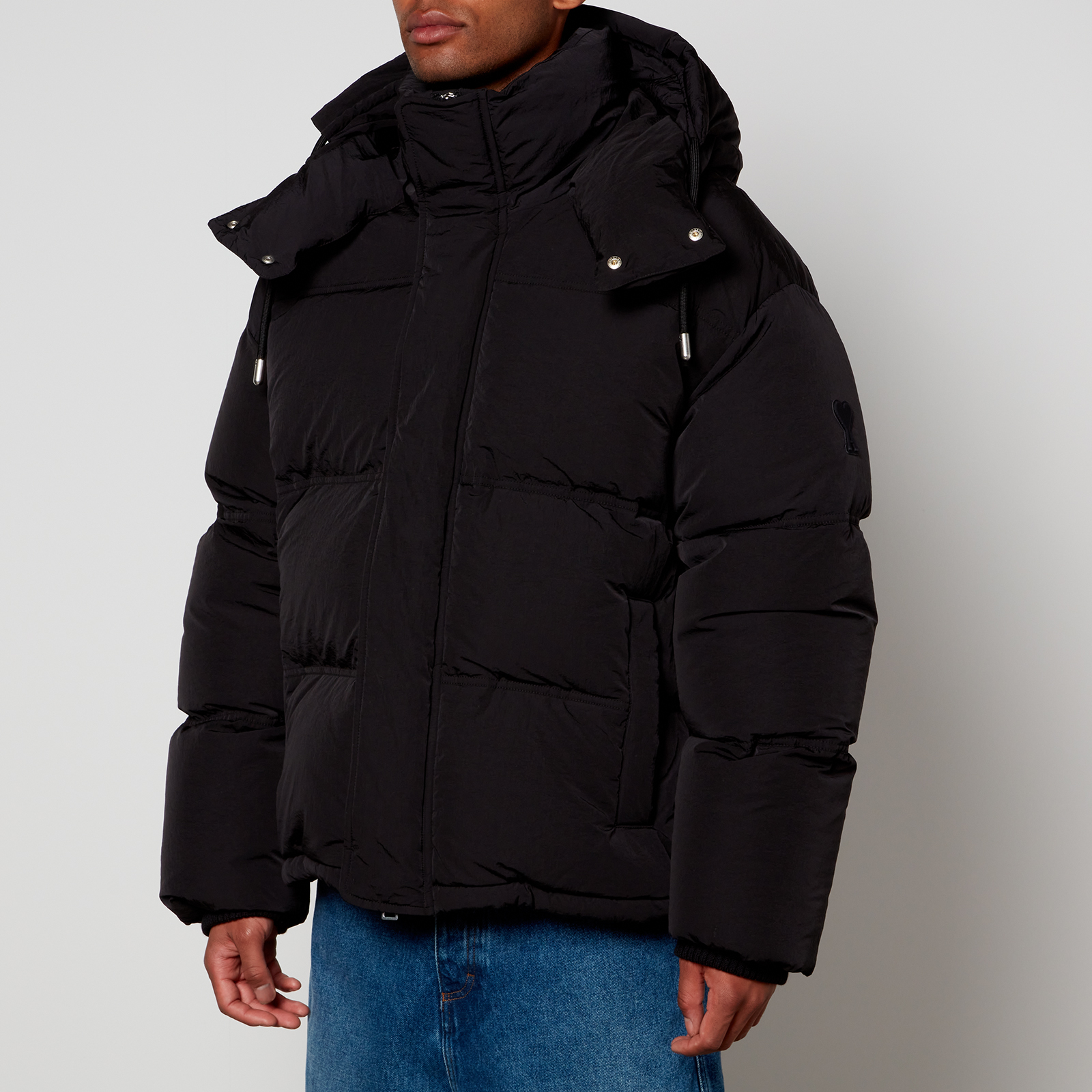 AMI Quilted Nylon Down Hooded Jacket - XS | Coggles