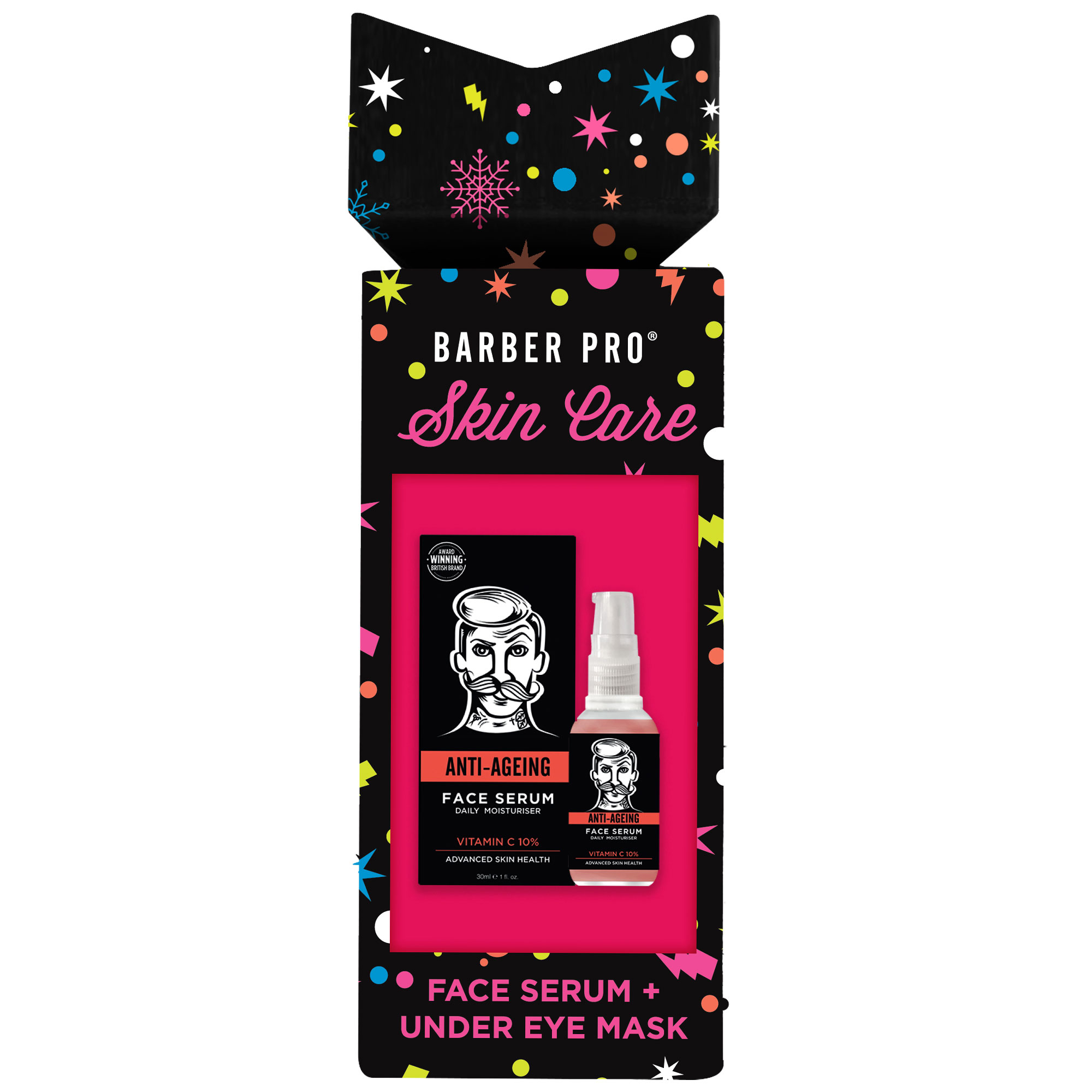 BARBER PRO Skincare Cracker Face Serum and Under Eye Mask Set (Worth £ ...