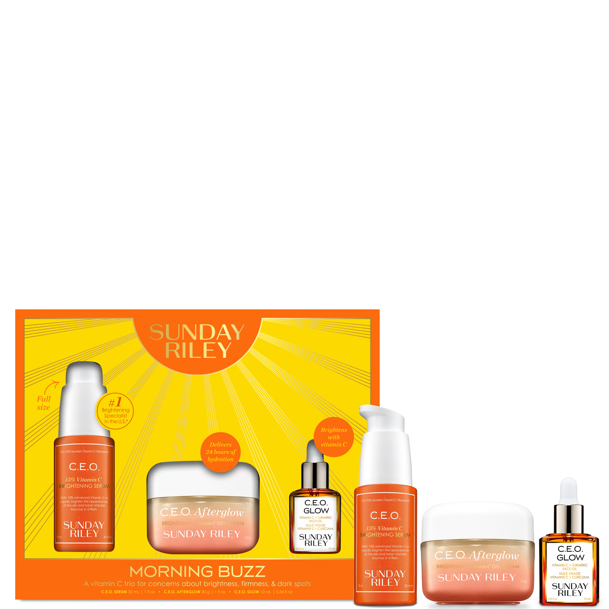 Sunday Riley Morning Buzz Vitamin C Brightening Trio Skincare Set (Worth $151.00) | Dermstore