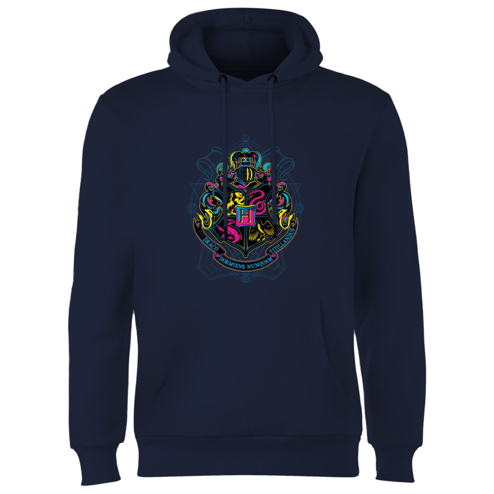 Harry Potter Hogwarts Neon Crest Hoodie - Navy - S | Zavvi UK