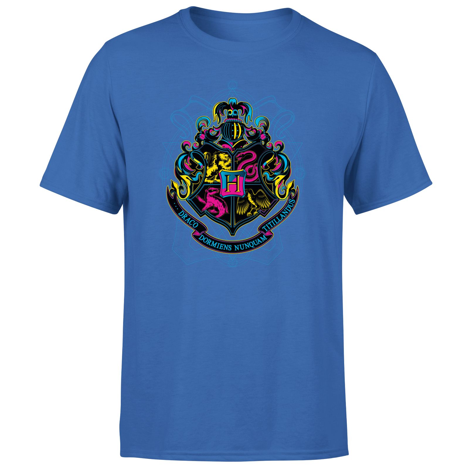 Harry Potter Hogwarts Neon Crest Men's T-Shirt - Blue - S