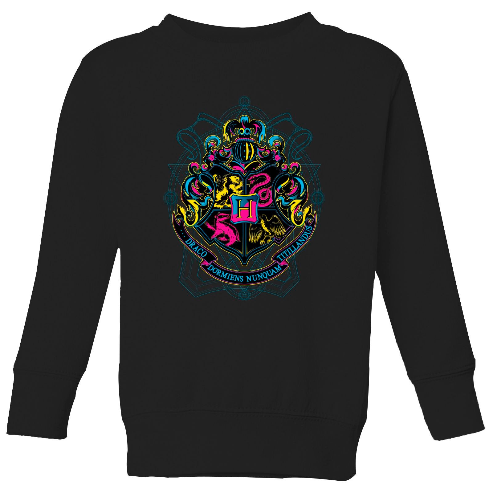 Harry Potter Hogwarts Neon Crest Kids' Sweatshirt - Black - 3-4 Years ...