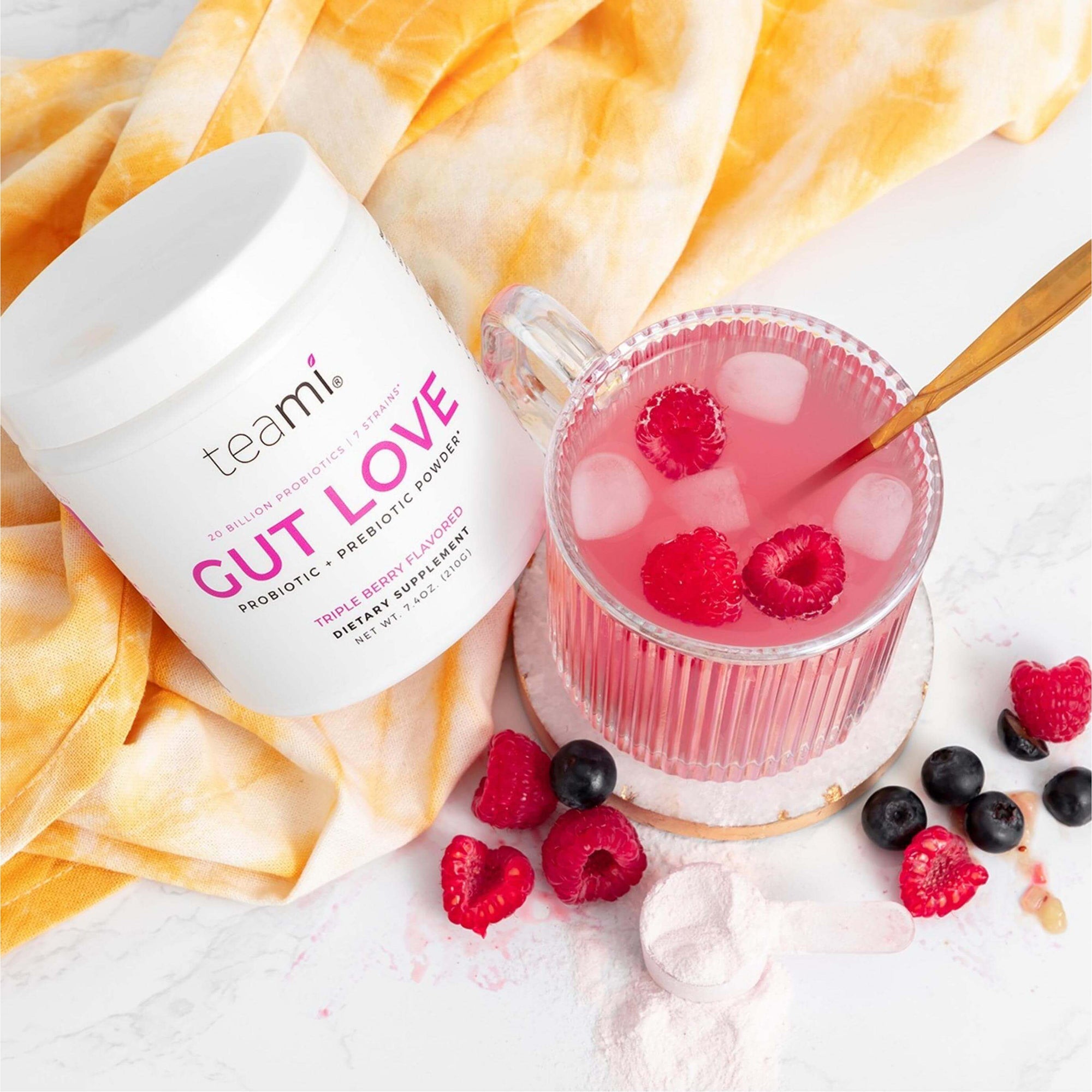 Teami Gut Love Probiotic and Prebiotic Powder - Berry | LOOKFANTASTIC