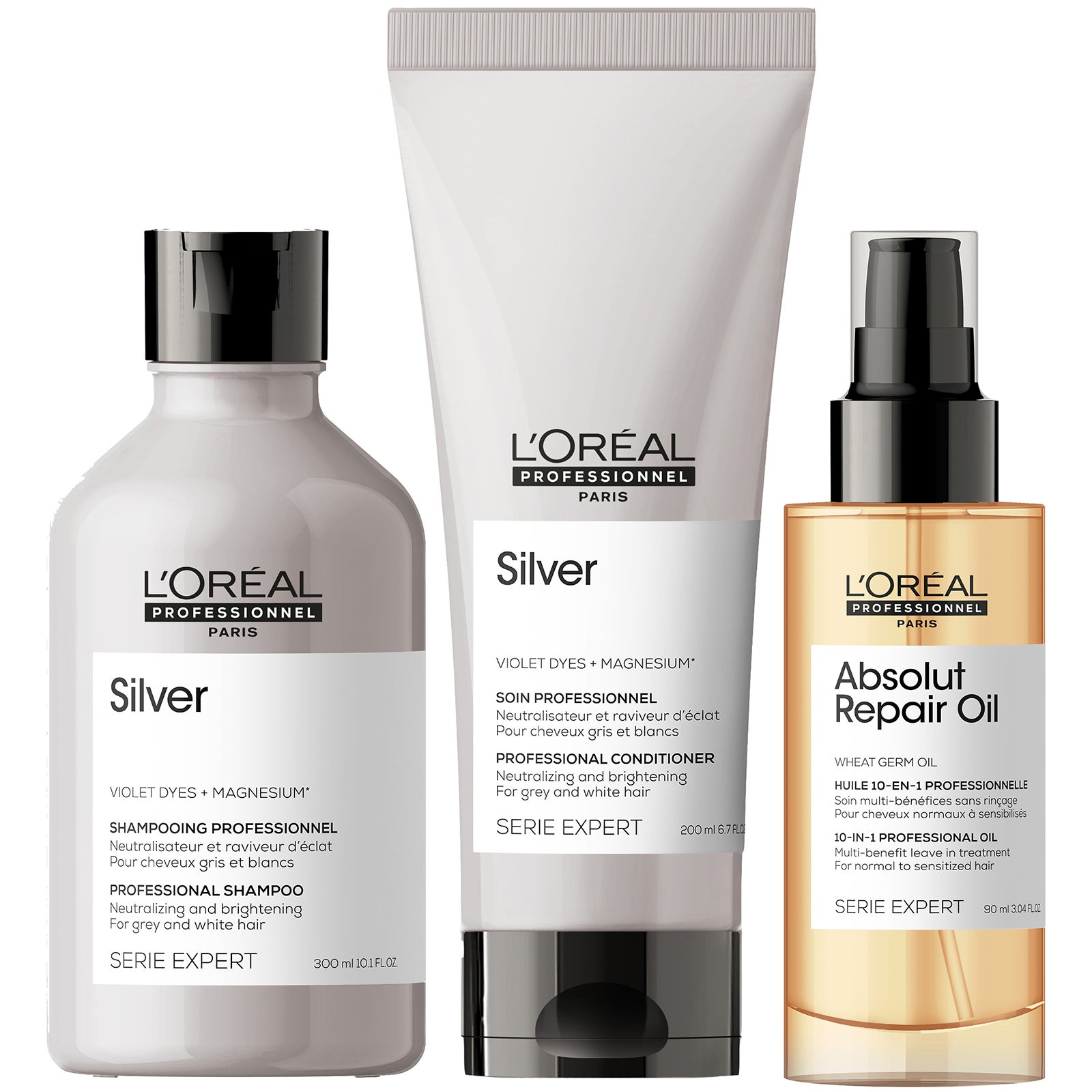 L'Oréal Professionnel Silver Shampoo, Conditioner and Oil Trio ...