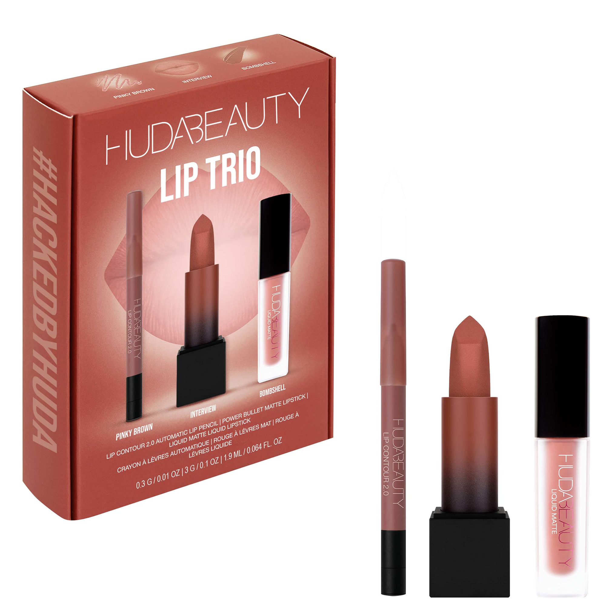 Huda Beauty Lip Trio Set - Bombshell (Worth £41.00) | Cult Beauty