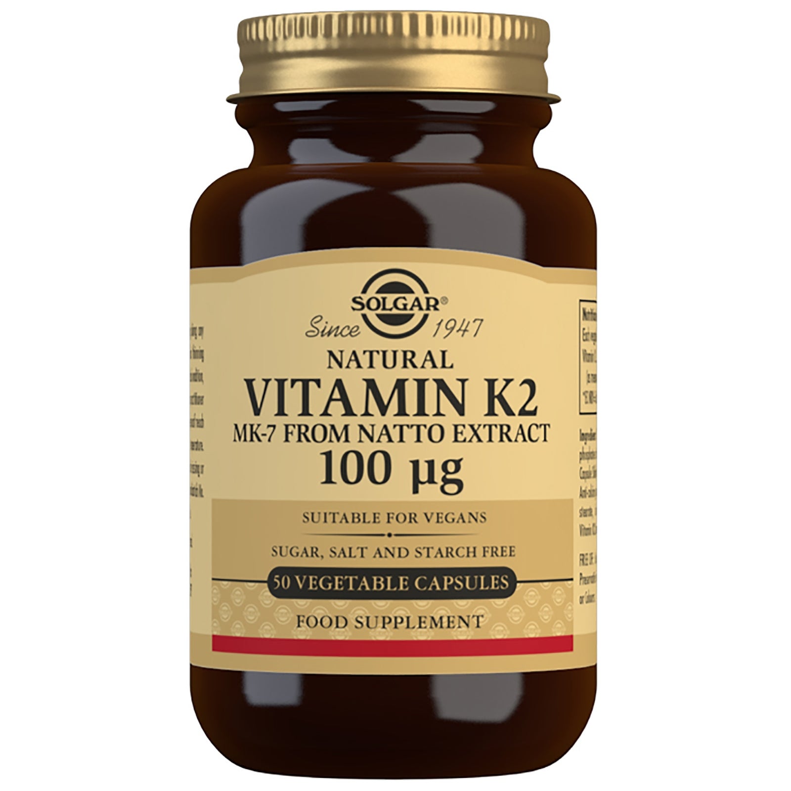 Solgar Natural Vitamin K2 (MK-7) 100 µg Vegetable Capsules x 50 | allbeauty