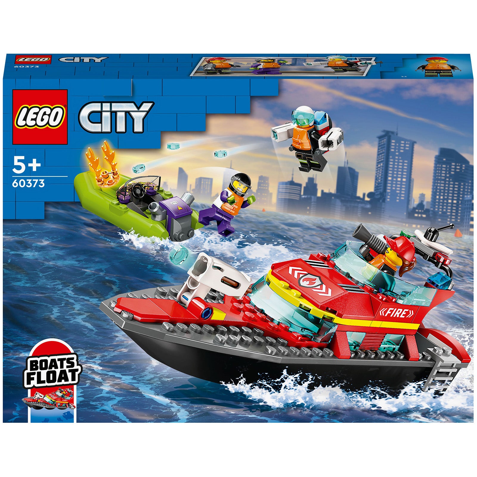 LEGO City: Fire Rescue Boat Toy, Floats on Water Set (60373) | Zavvi UK