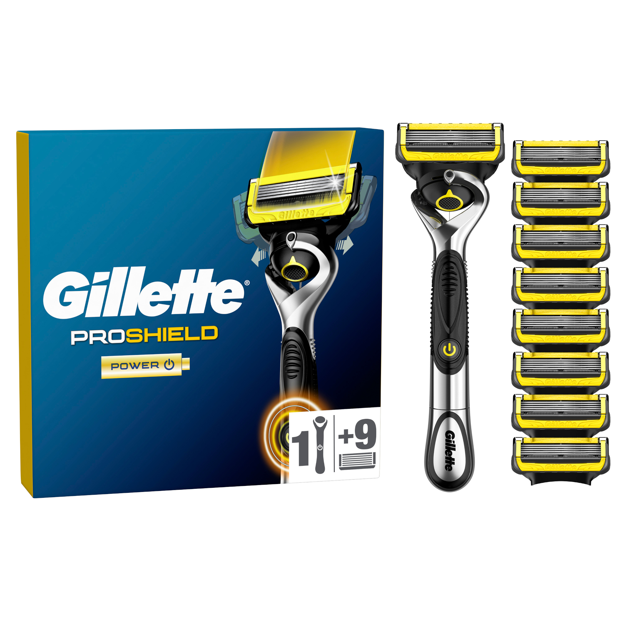 Gillette ProShield Power Value Pack – Handle + 9 Razor Blades