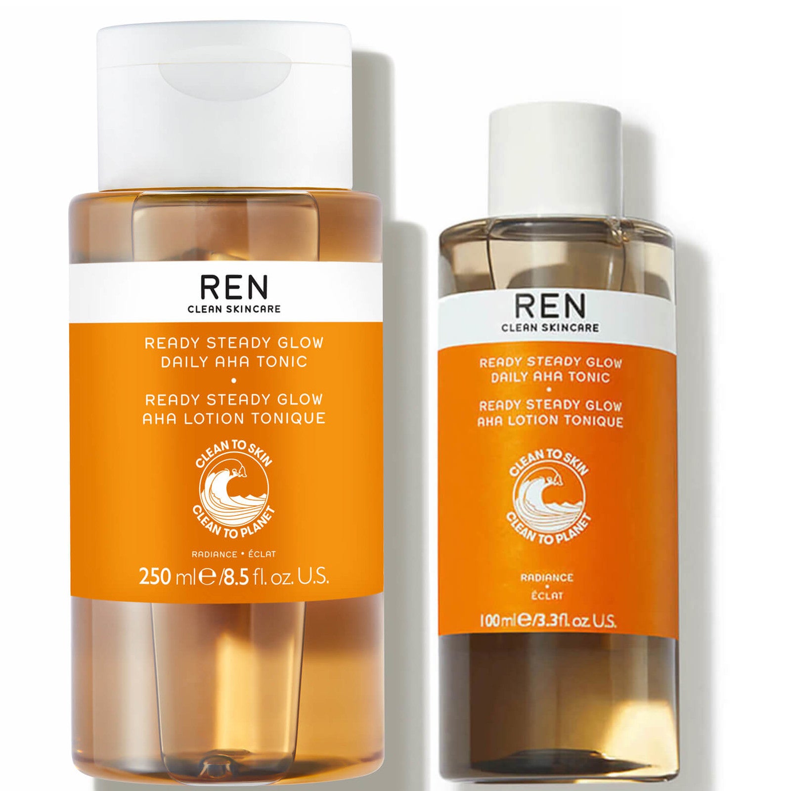 REN Clean Skincare Ready Steady Glow Daily AHA Tonic Home and Away Duo ...
