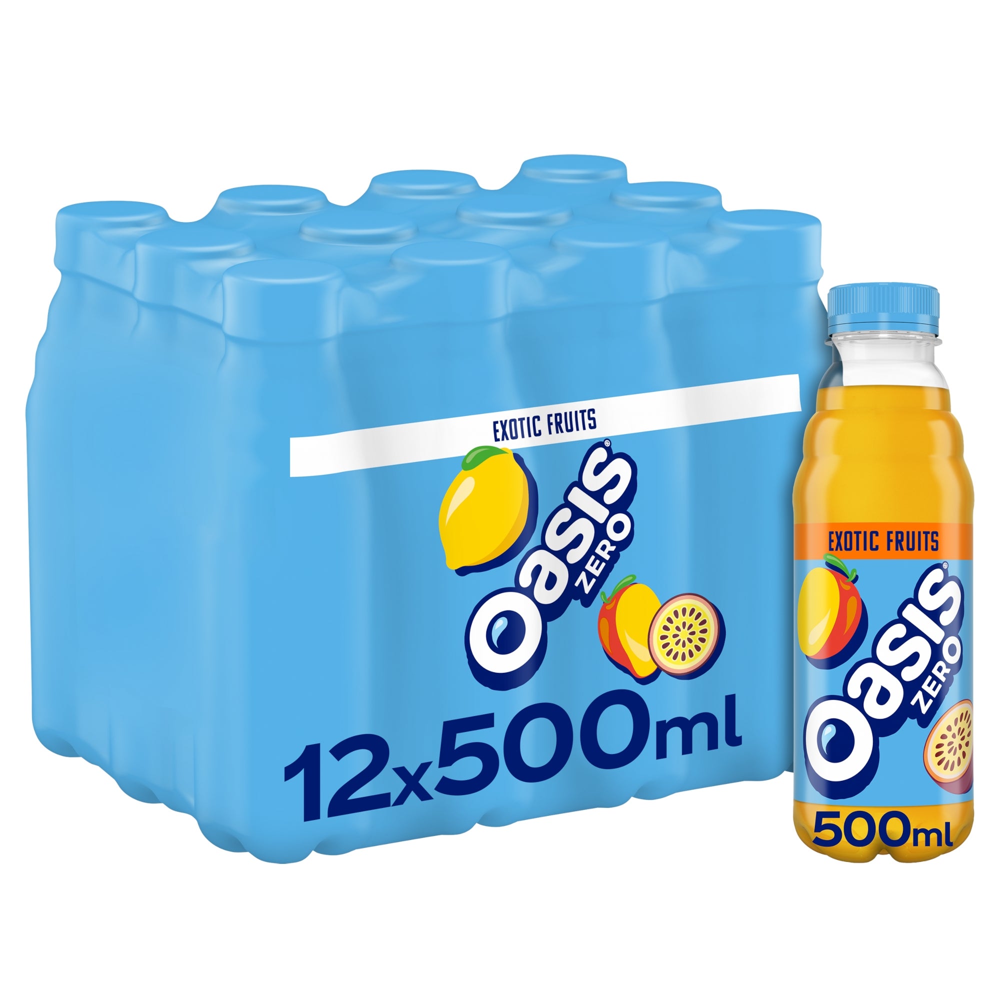 Oasis Exotic Fruits Zero 12 x 500ml | Your Coca-Cola UK