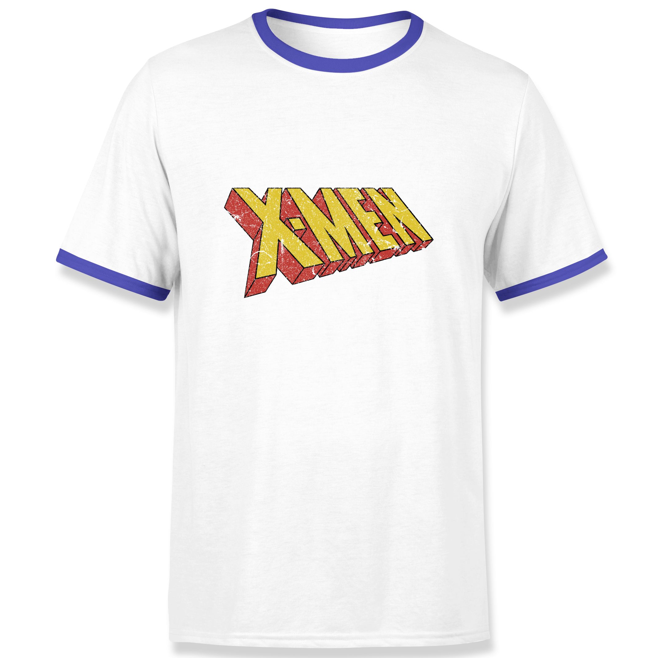 X-Men Retro Logo Men's Ringer T-Shirt - White/Navy - S | Zavvi UK