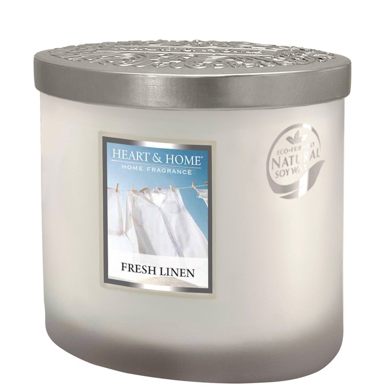 Heart & Home Elipse Candles Twin Wick Fresh Linen 220g | Fragrance Direct