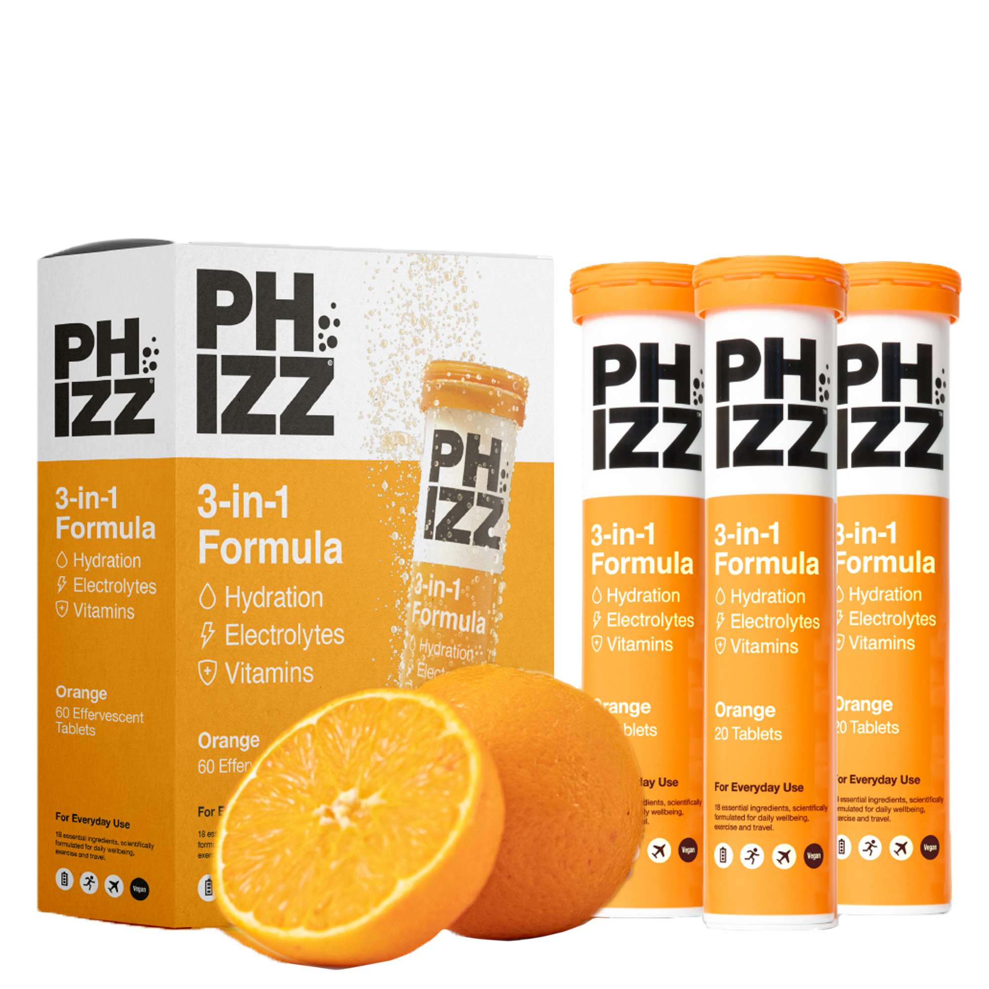 Phizz 3-in-1 Tablets Orange Hydration, Electrolytes and Vitamins ...