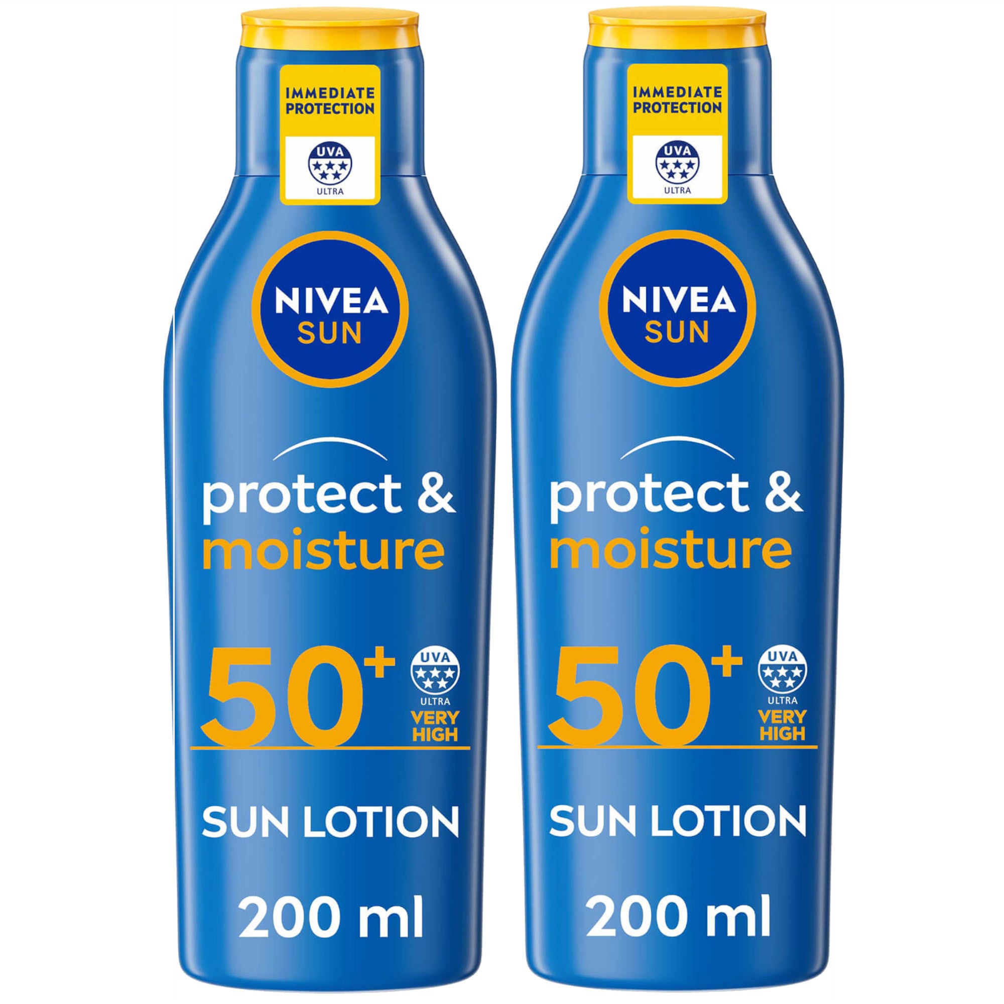 NIVEA SUN Protect and Moisture Sun Cream Lotion SPF50+ 200ml Duo ...