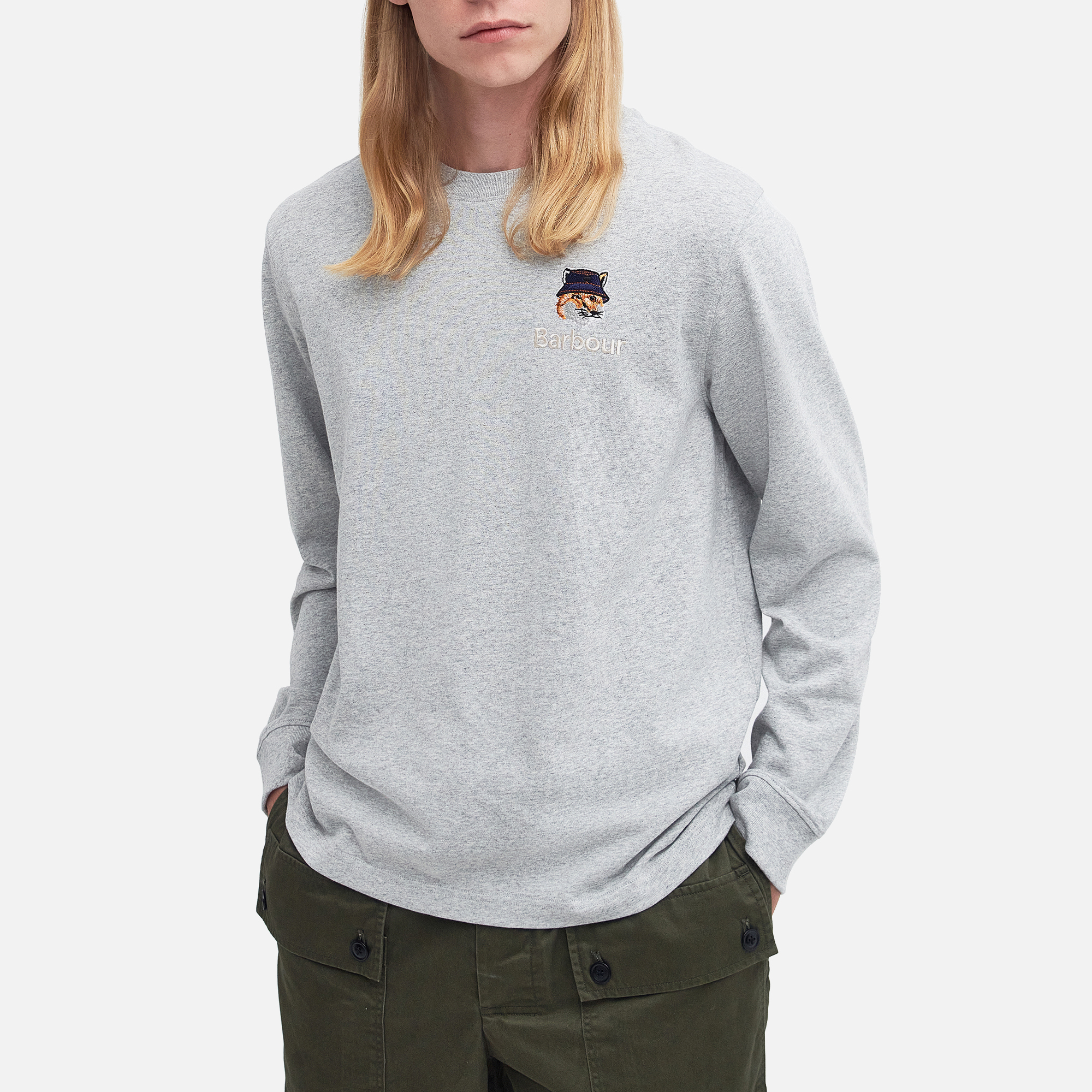Barbour x Maison Kitsuné Fox-Embroidered Cotton-Jersey Jumper | Coggles