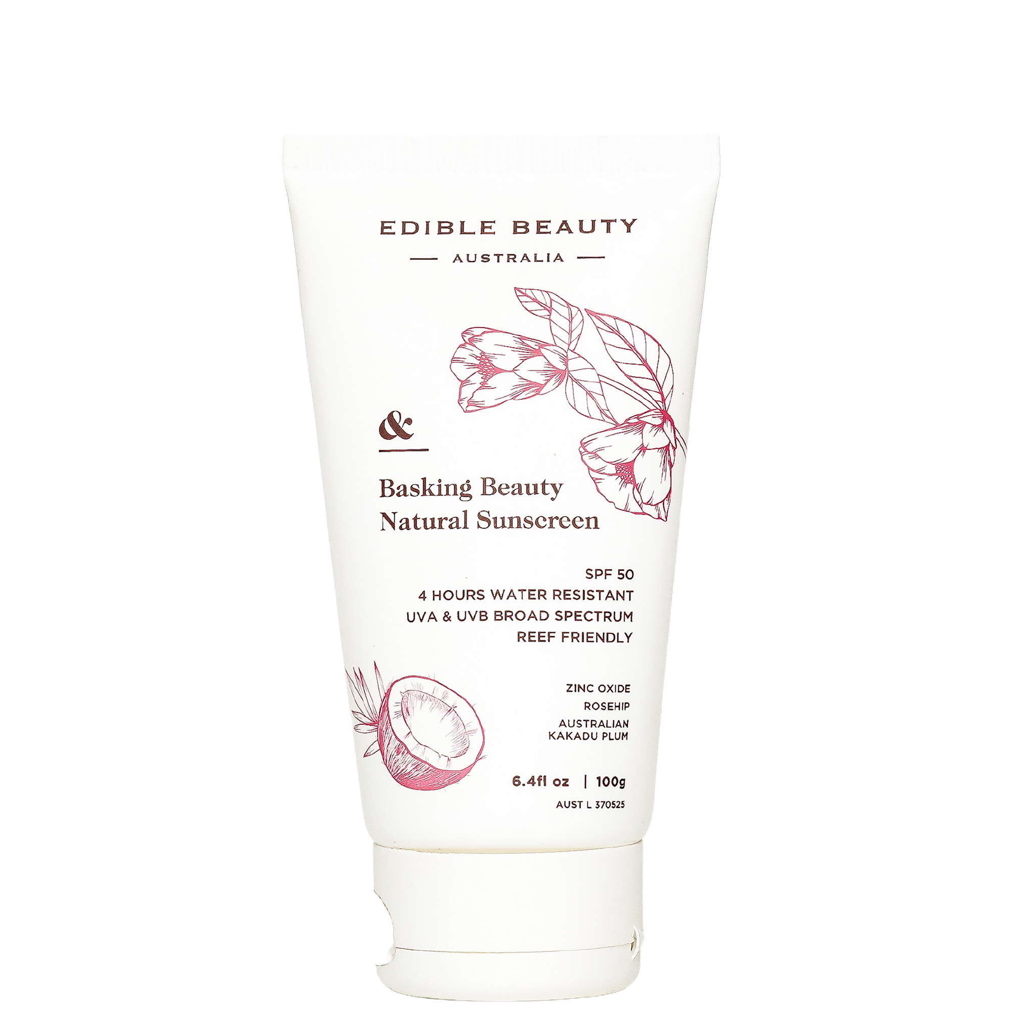 Edible Beauty Basking Beauty Natural Sunscreen SPF50+ 100g | LOOKFANTASTIC