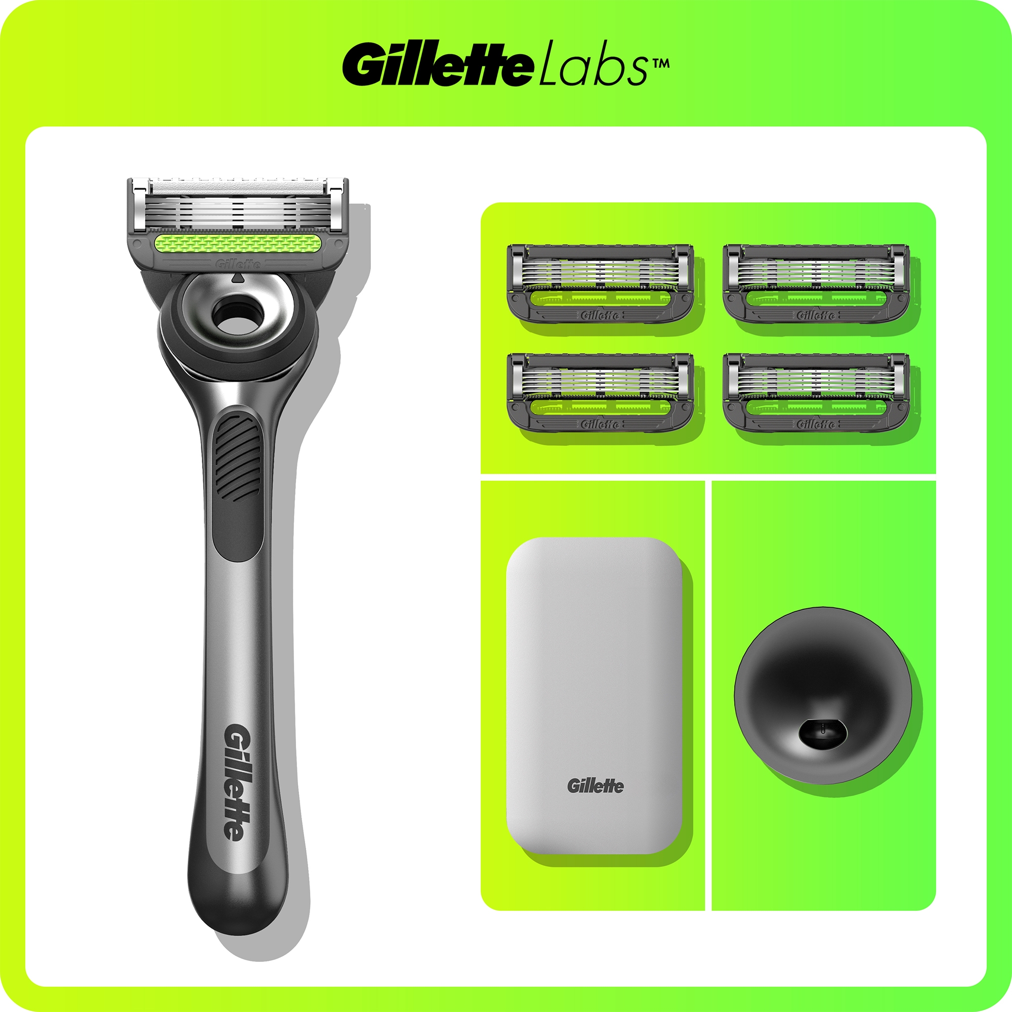 Gillette Labs Razor, Travel Case and 1 Blade Refill