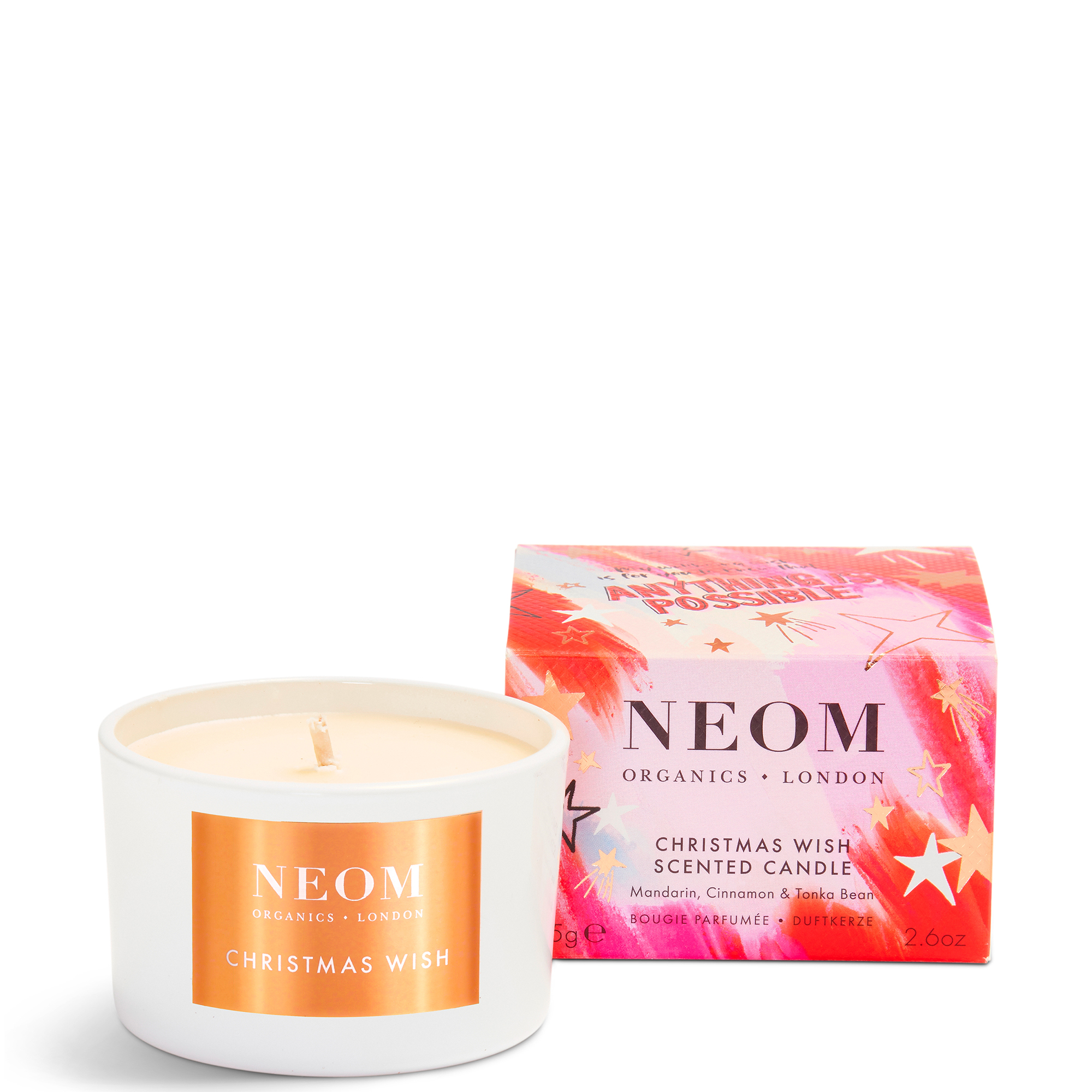 NEOM Christmas Wish Travel Candle 75g | LOOKFANTASTIC