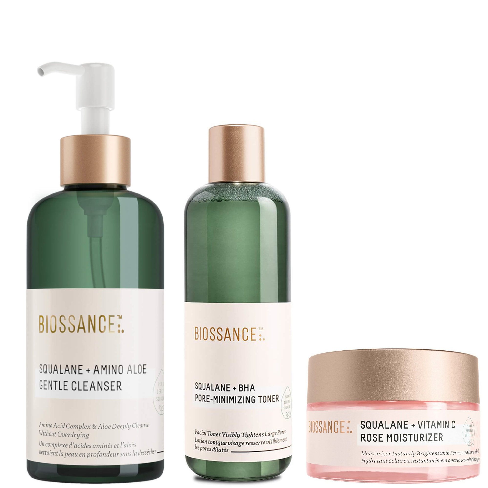 Biossance Cleanse, Tone and Moisturise Trio | LOOKFANTASTIC