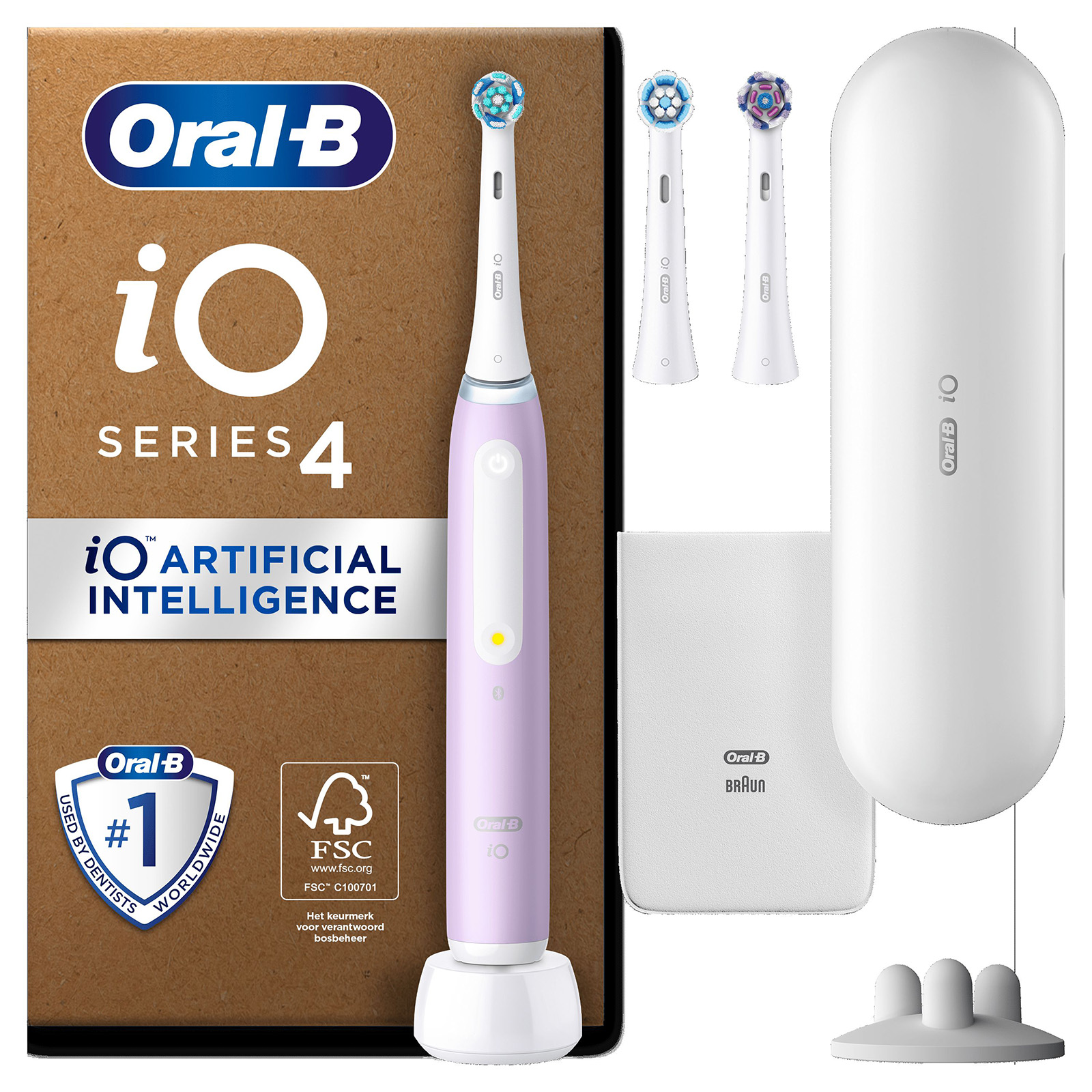 Oral B iO4 Lavender Electric Toothbrush and Extra Pack of Toothbrush ...