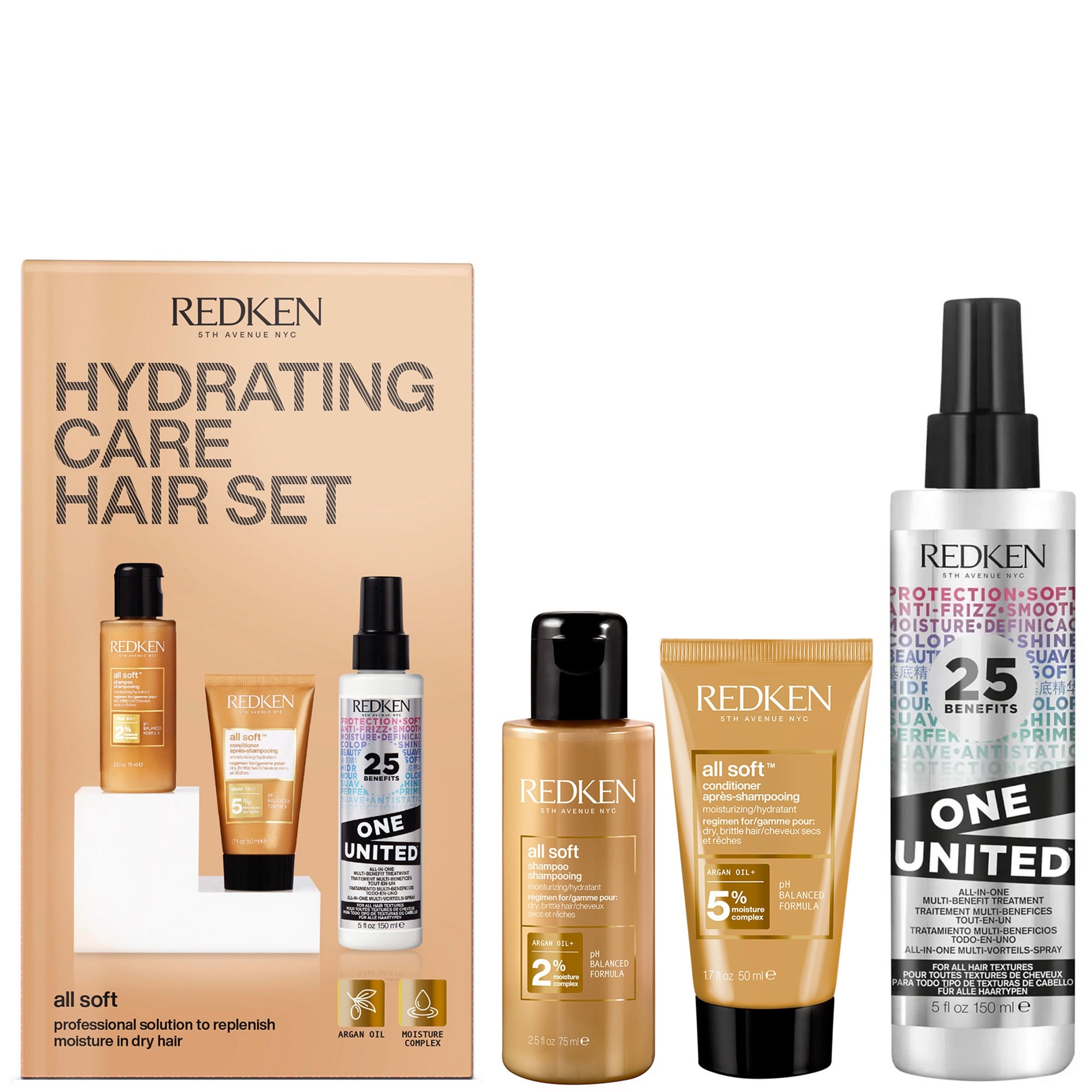 Redken All Soft Hydrating Care Hair Discovery Set for Dry Hair, Shampoo ...