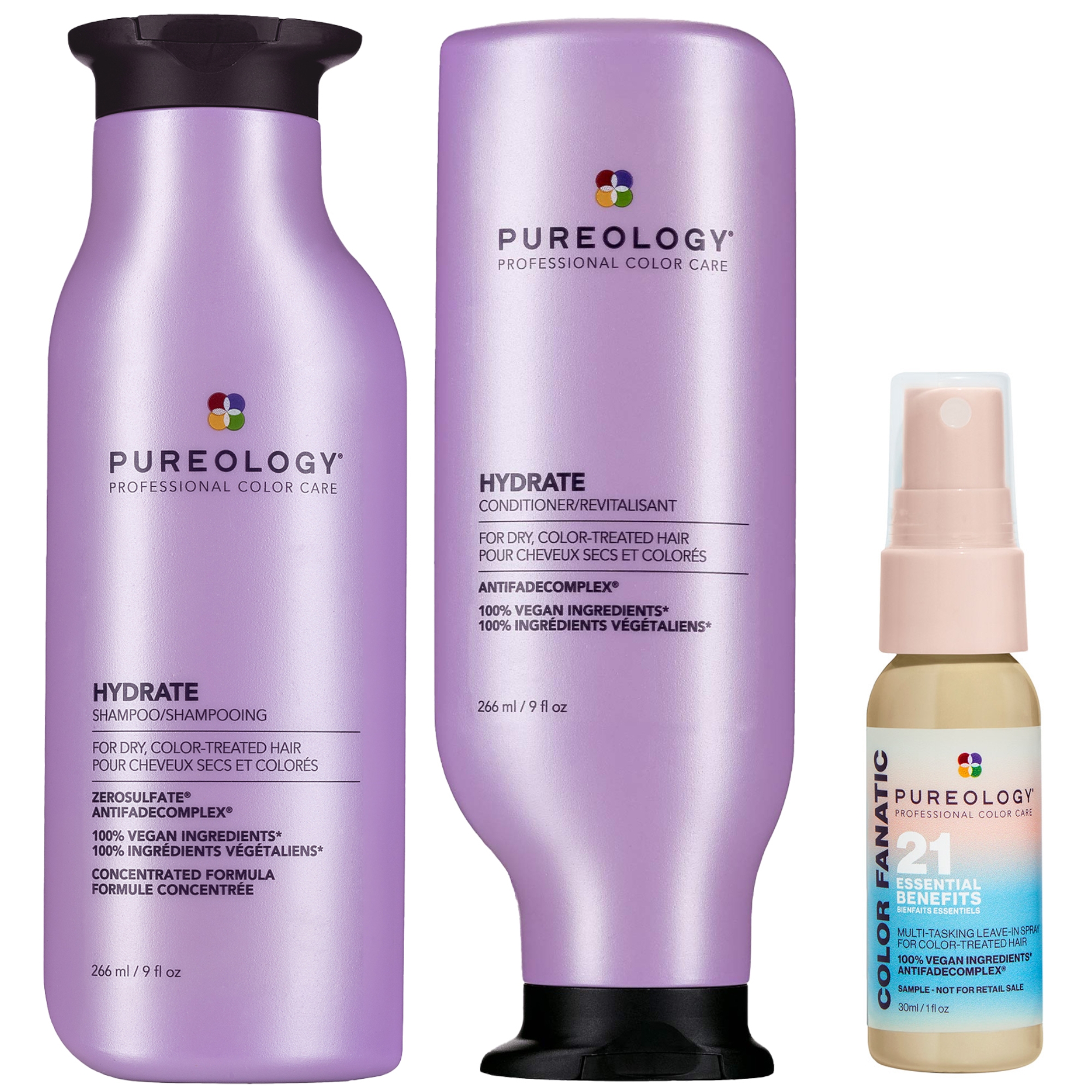 Pureology Hydrate Shampoo 266ml, Conditioner 266ml and Color Fanatic ...
