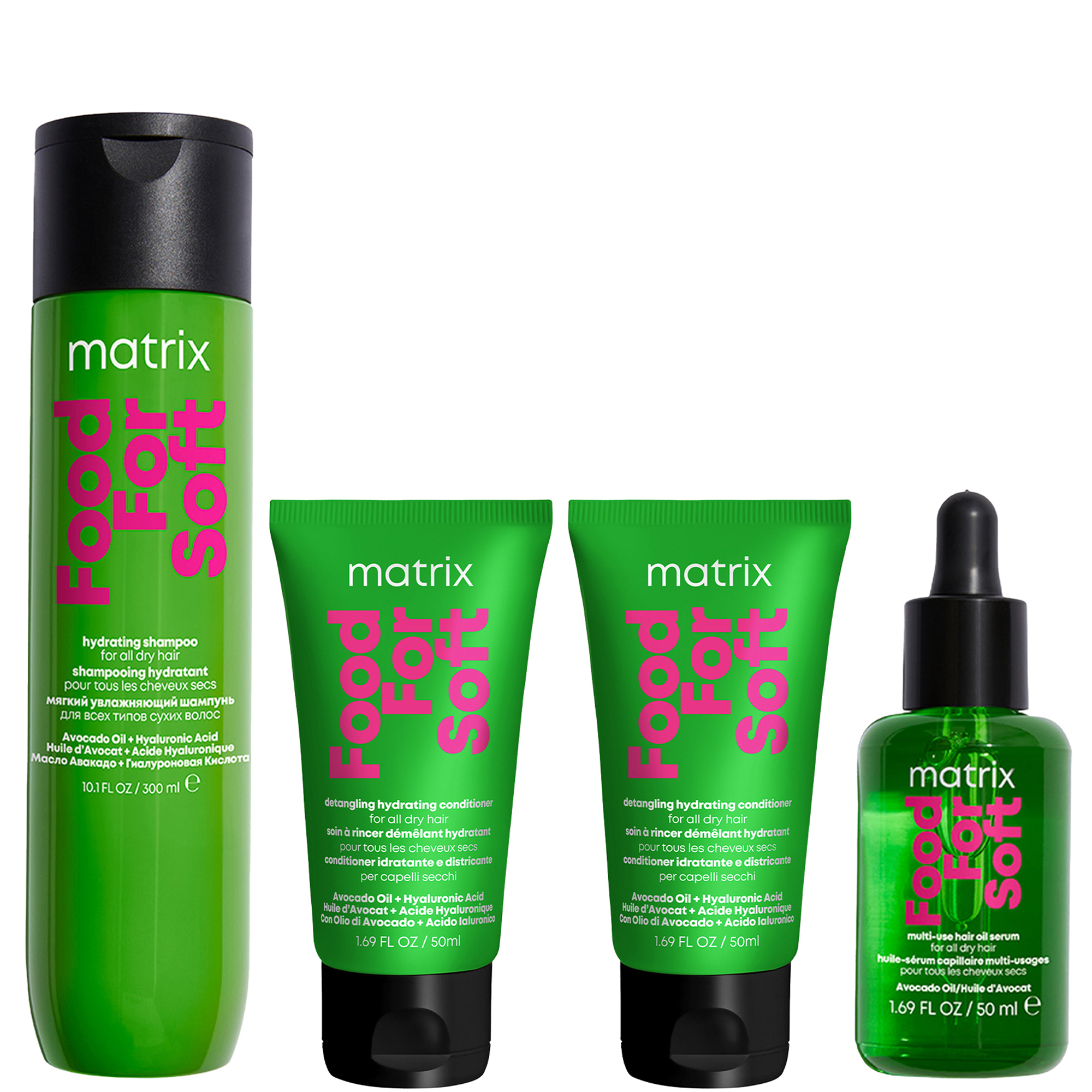 Matrix Food for Soft Shampoo 300ml, Hair Oil 50ml + 2x 50ml Mini ...