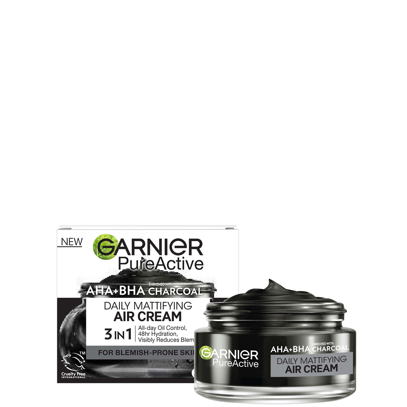Garnier Pure Active AHA+BHA Charcoal Daily Mattifying Air Cream 50ml ...