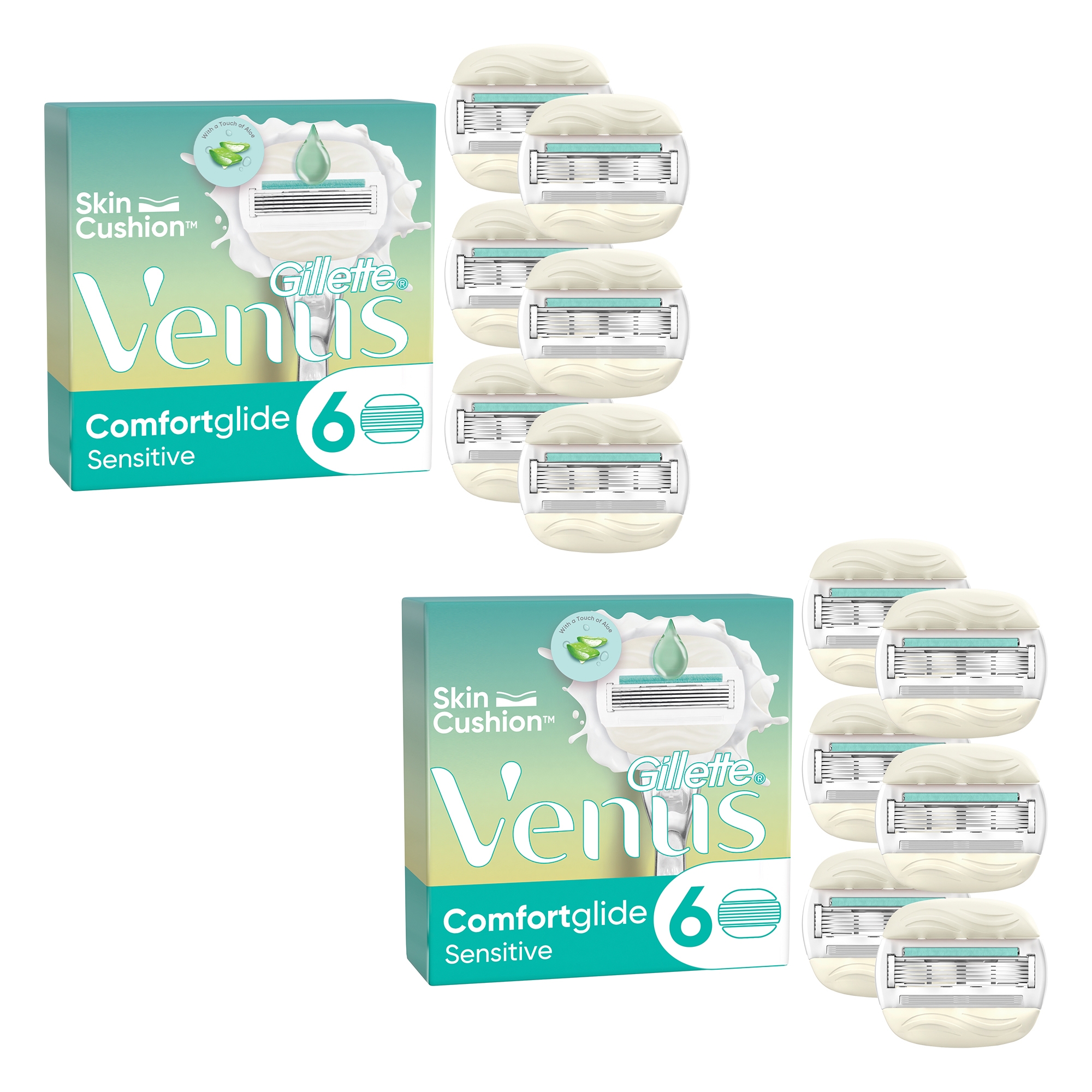 Venus Comfortglide Smooth Sensitive Razor Blades (2 Packs of 6 Blades)