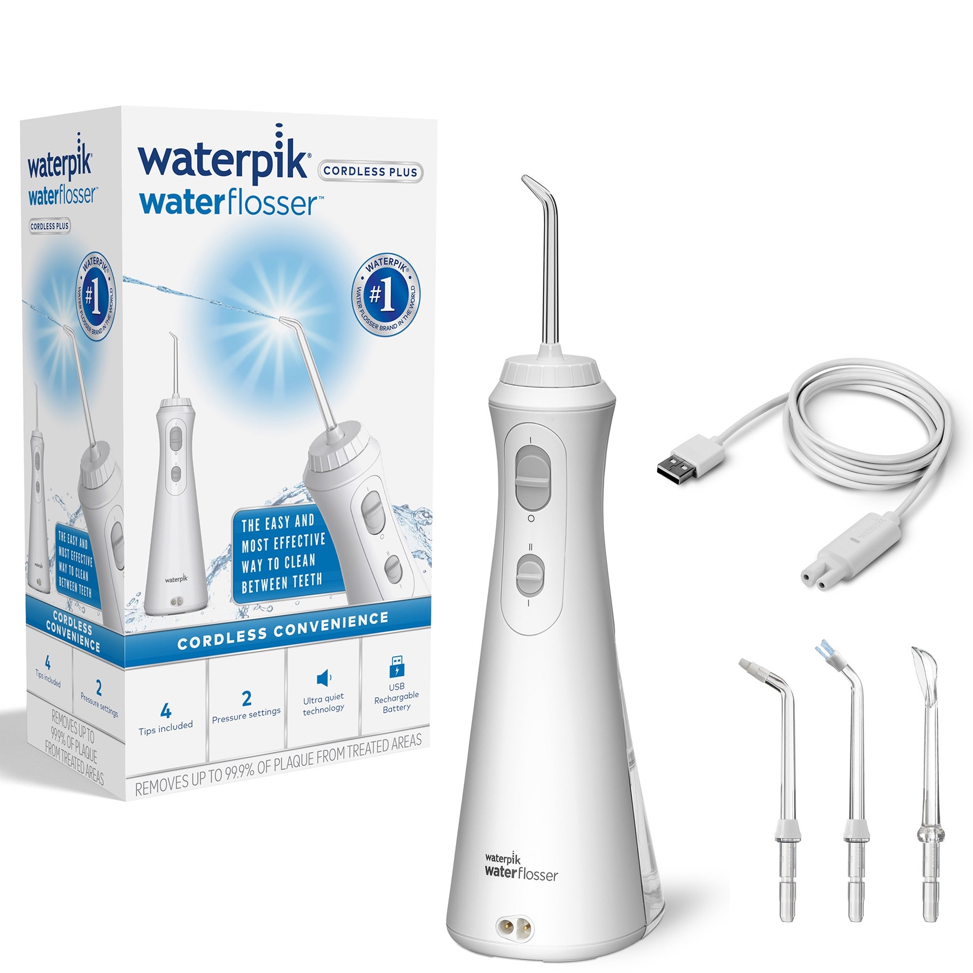 Waterpik Cordless Plus Cordless Water Flosser 490 White | LOOKFANTASTIC