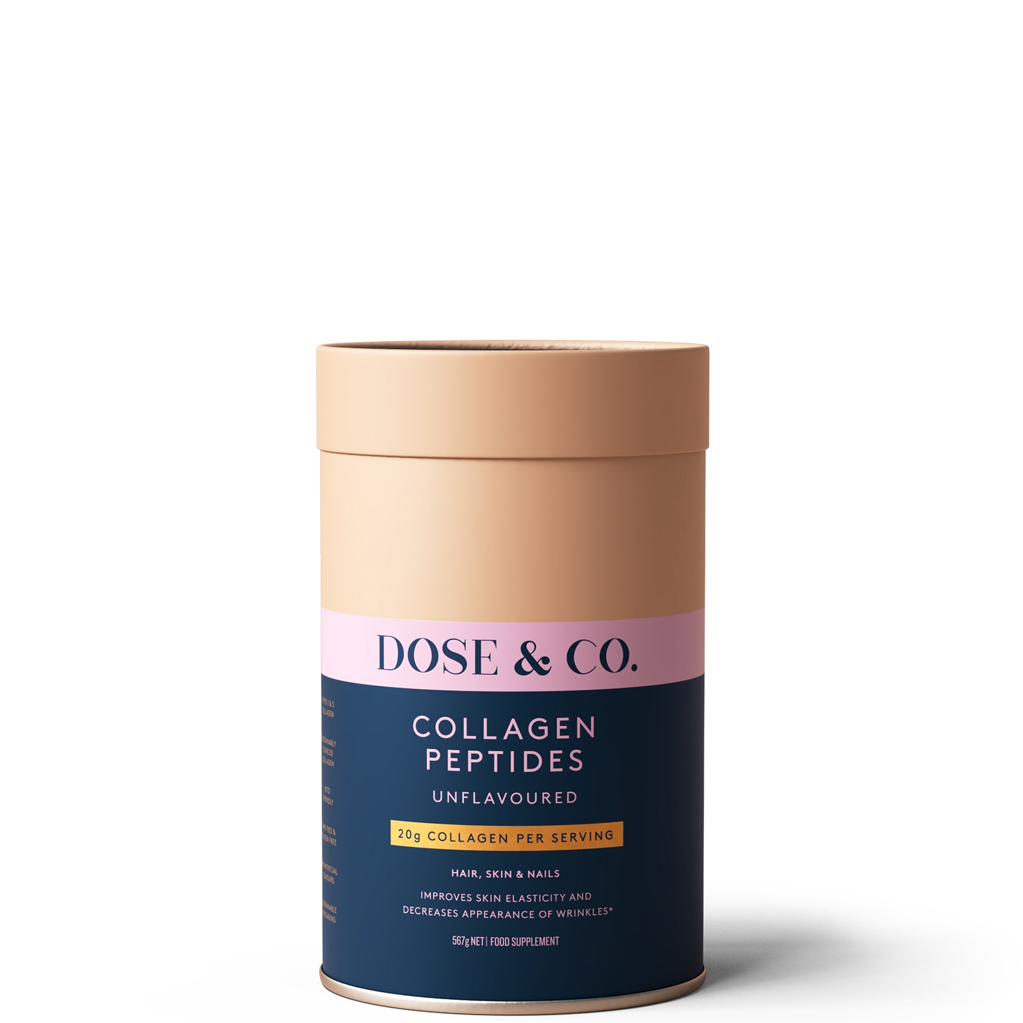 Dose & Co Pure Collagen Peptides - Unflavoured 567g | LOOKFANTASTIC