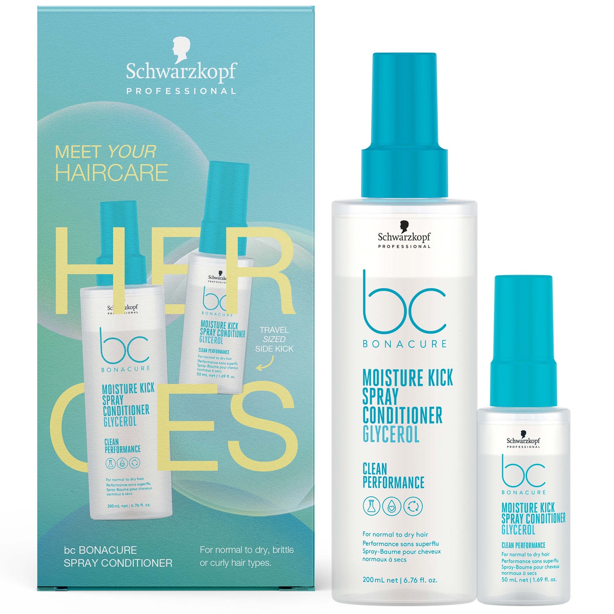Schwarzkopf Professional BC Clean Moisture Kick Spray Duo 2 x 250ml ...