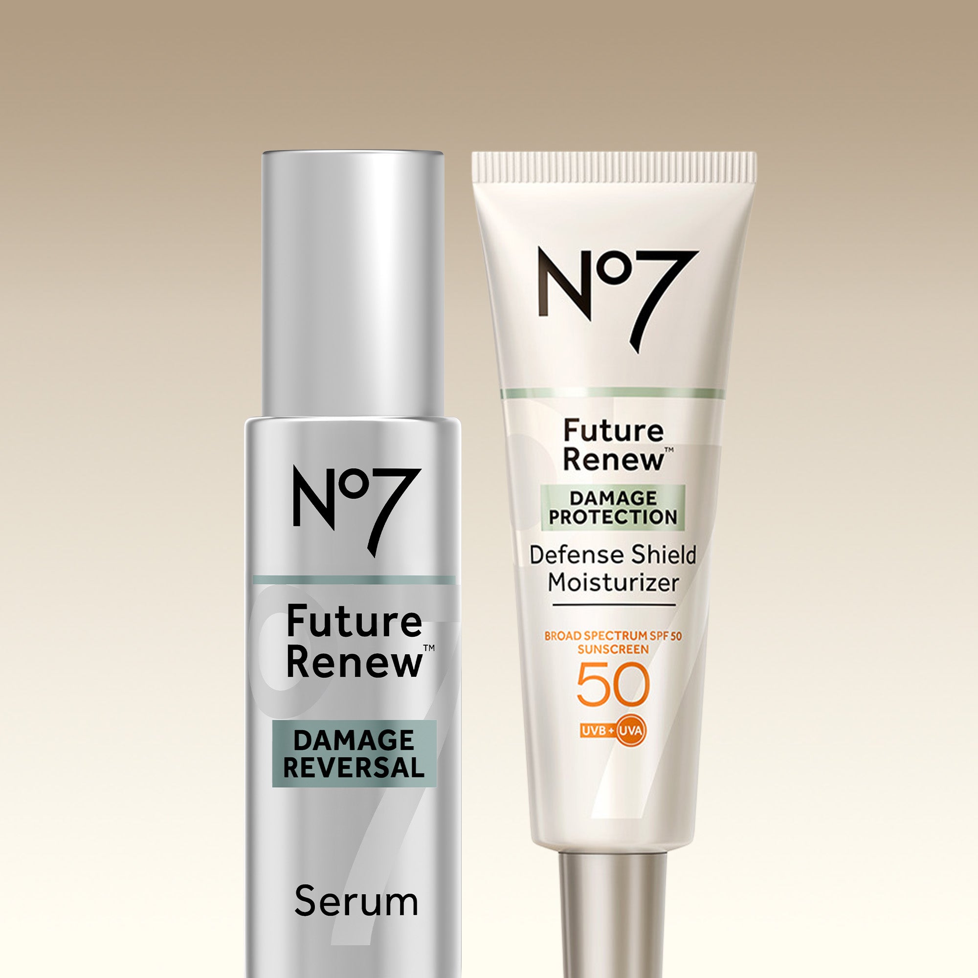 No7 Future Renew™ Defence Shield SPF50 50ml & Damage Reversal Serum Duo ...