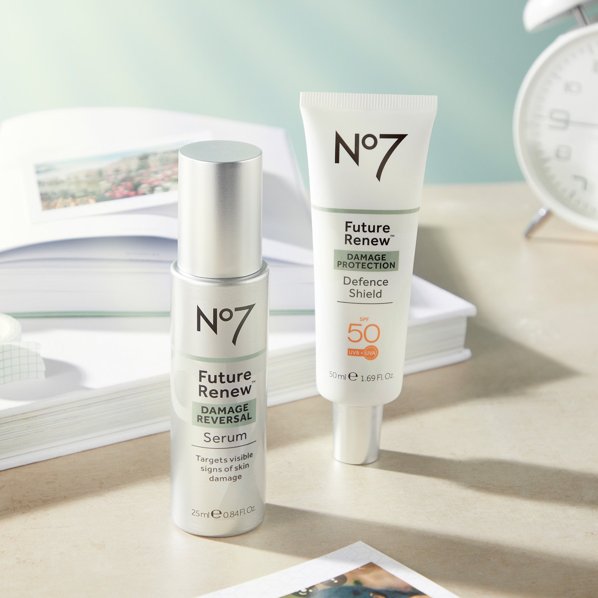 No7 Future Renew™ Defence Shield SPF50 50ml & Damage Reversal Serum Duo ...