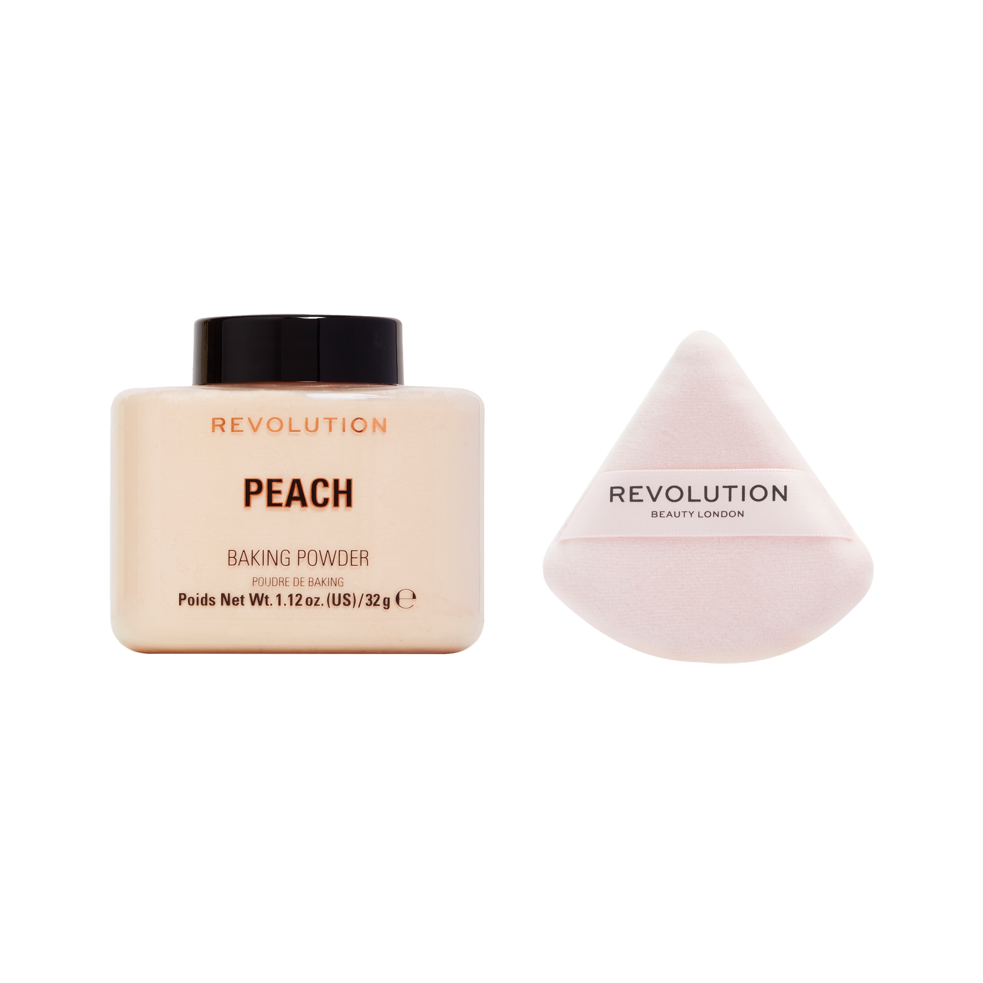 Makeup Revolution Baking Powder and Powder Puff Duo - Peach | LOOKFANTASTIC