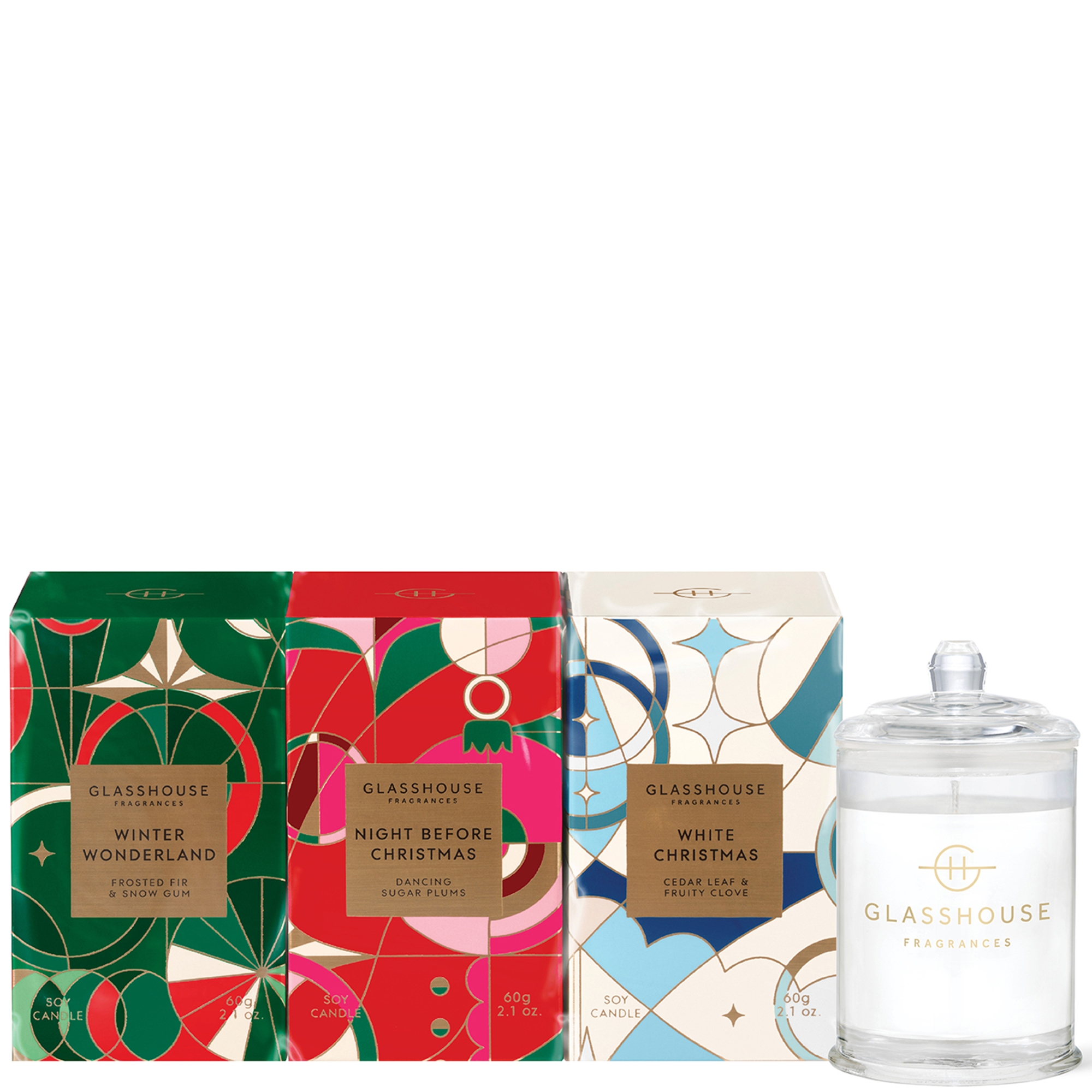 Glasshouse Fragrances Christmas 3x60g Candle Trio - Winter Wonderland ...