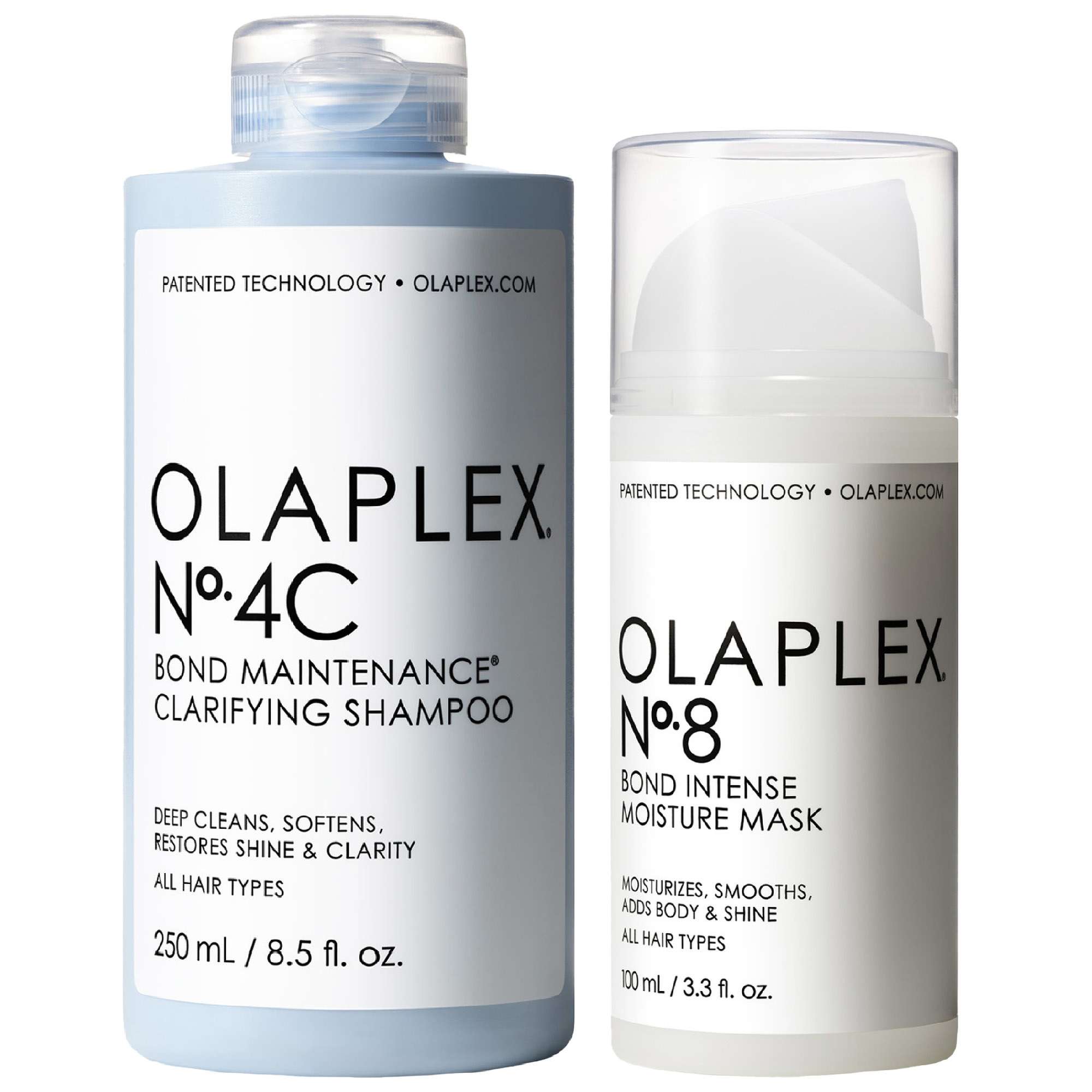 Olaplex Duo: No.8 Moisture Mask 100ml & No.4C Clarifying Shampoo 250ml ...