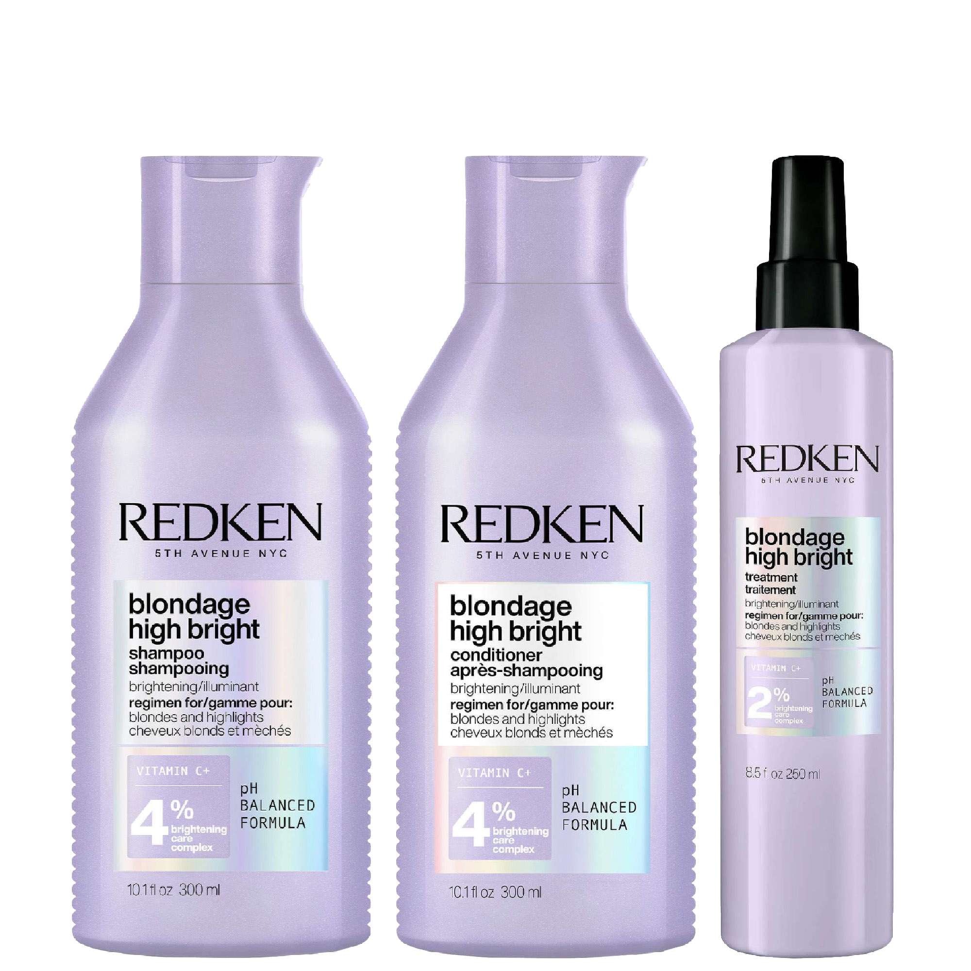 Redken Trio: Blondage High Bright Shampoo 300ml, Conditioner 300ml ...
