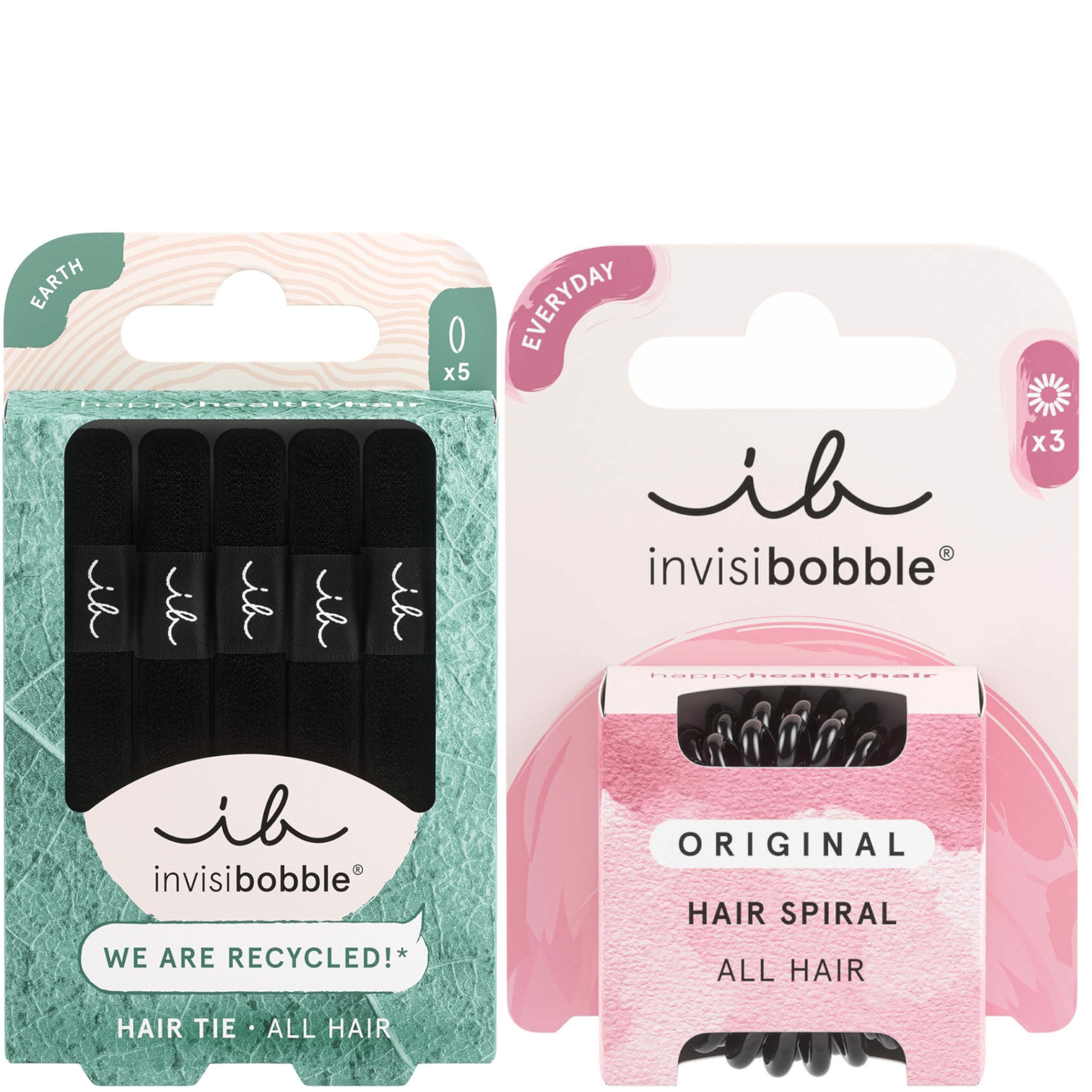 invisibobble Black Spiral and Hair Ties Duo | LOOKFANTASTIC