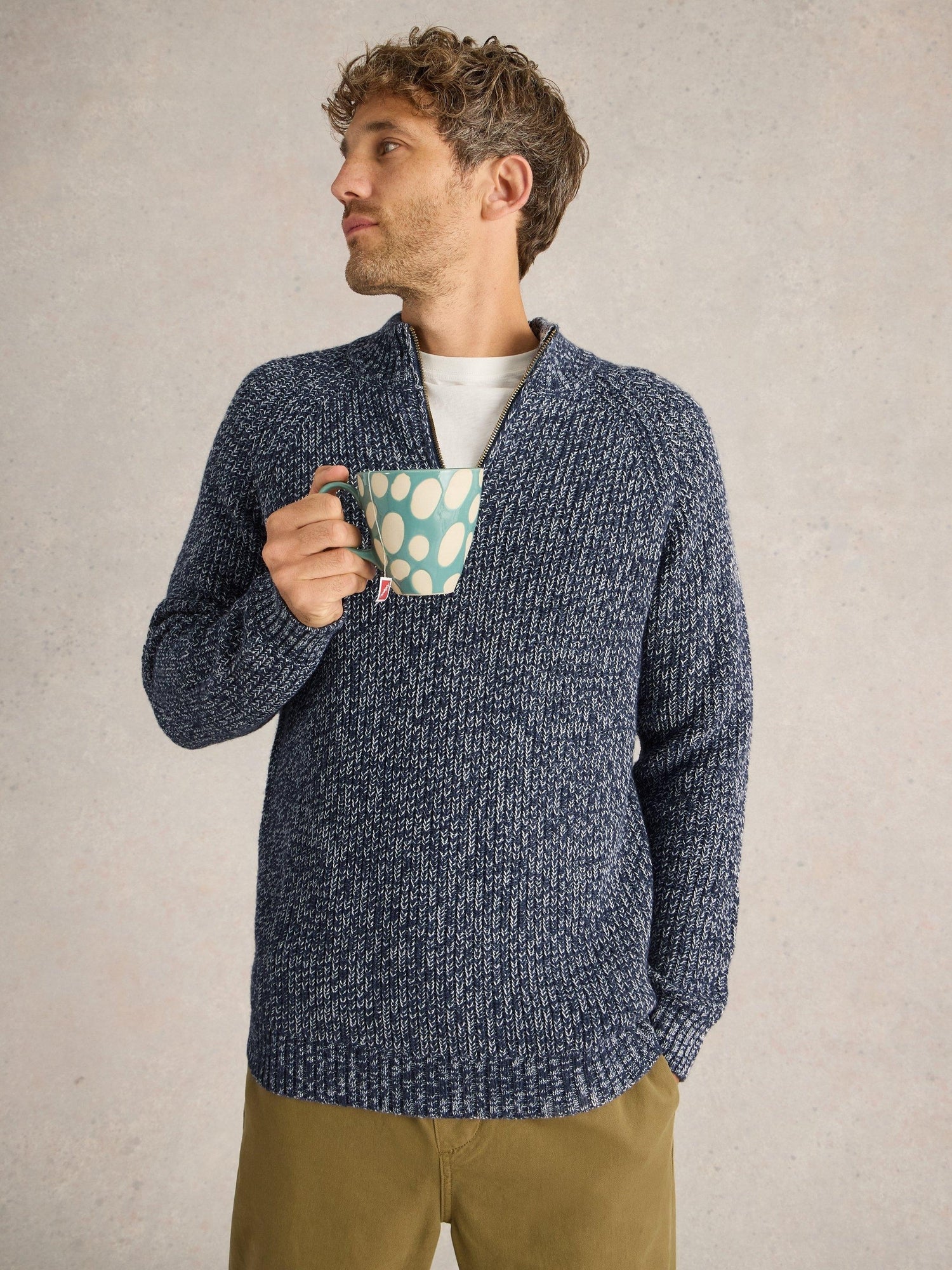 Rye Twisted Zip Through - Navy Multi - XXXL | White Stuff