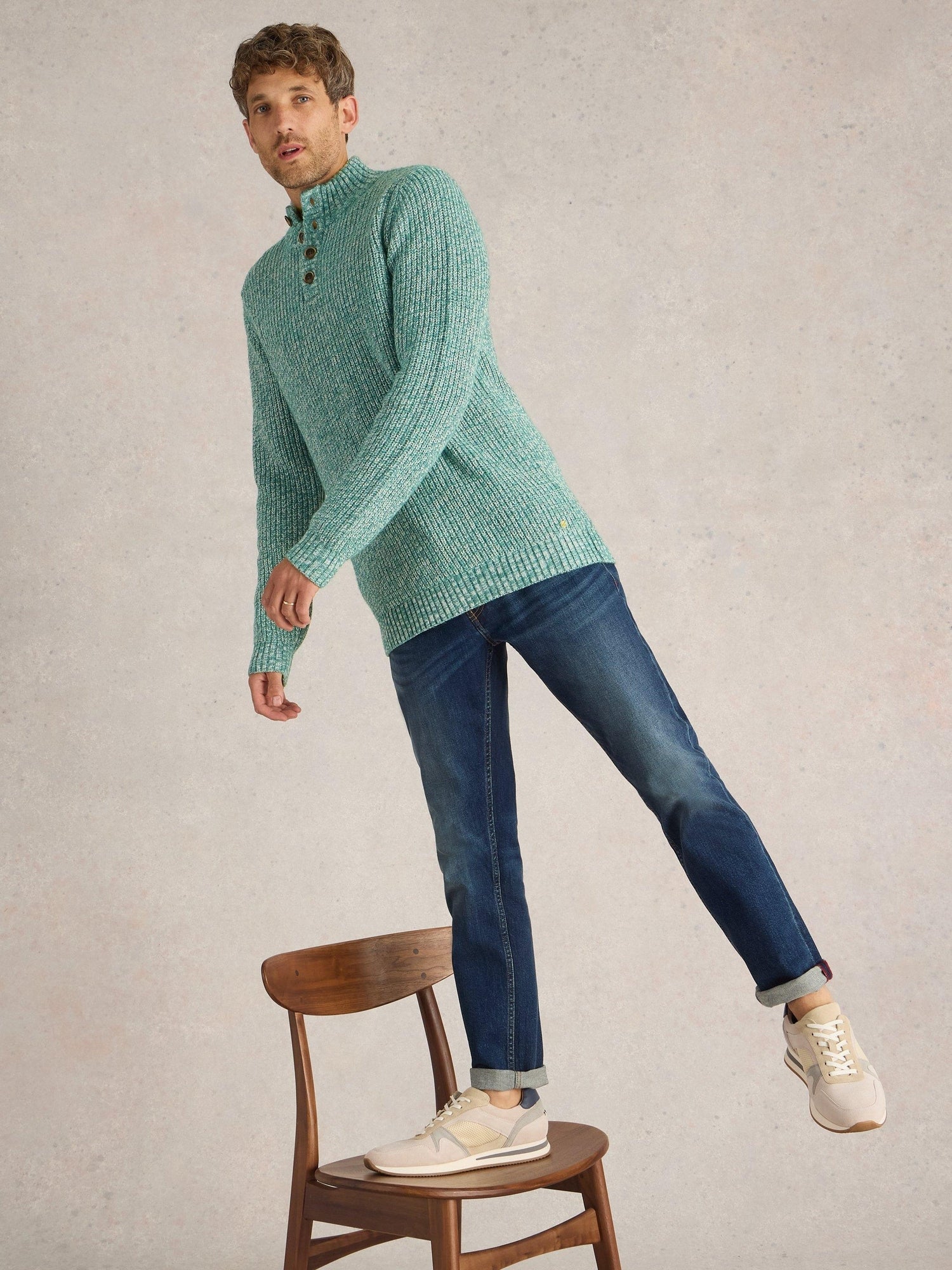 Rye Twisted à col boutonné - Green Mlt - XXXL | White Stuff