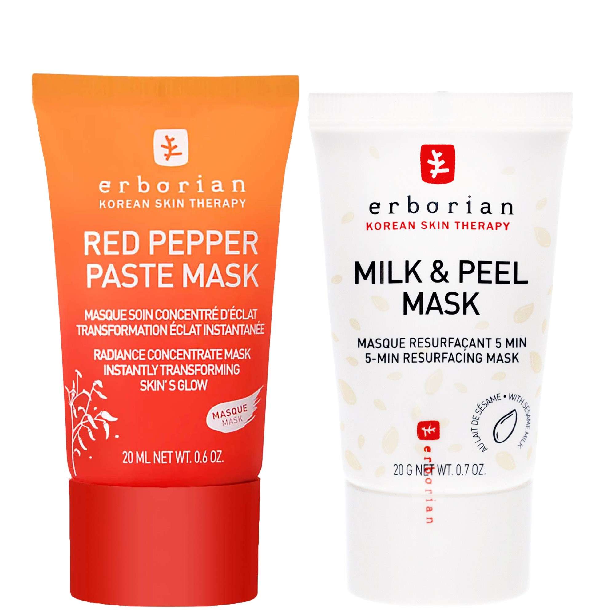 Erborian Duo: Red Pepper Paste Mask 20ml & Milk & Peel Mask 20g | allbeauty