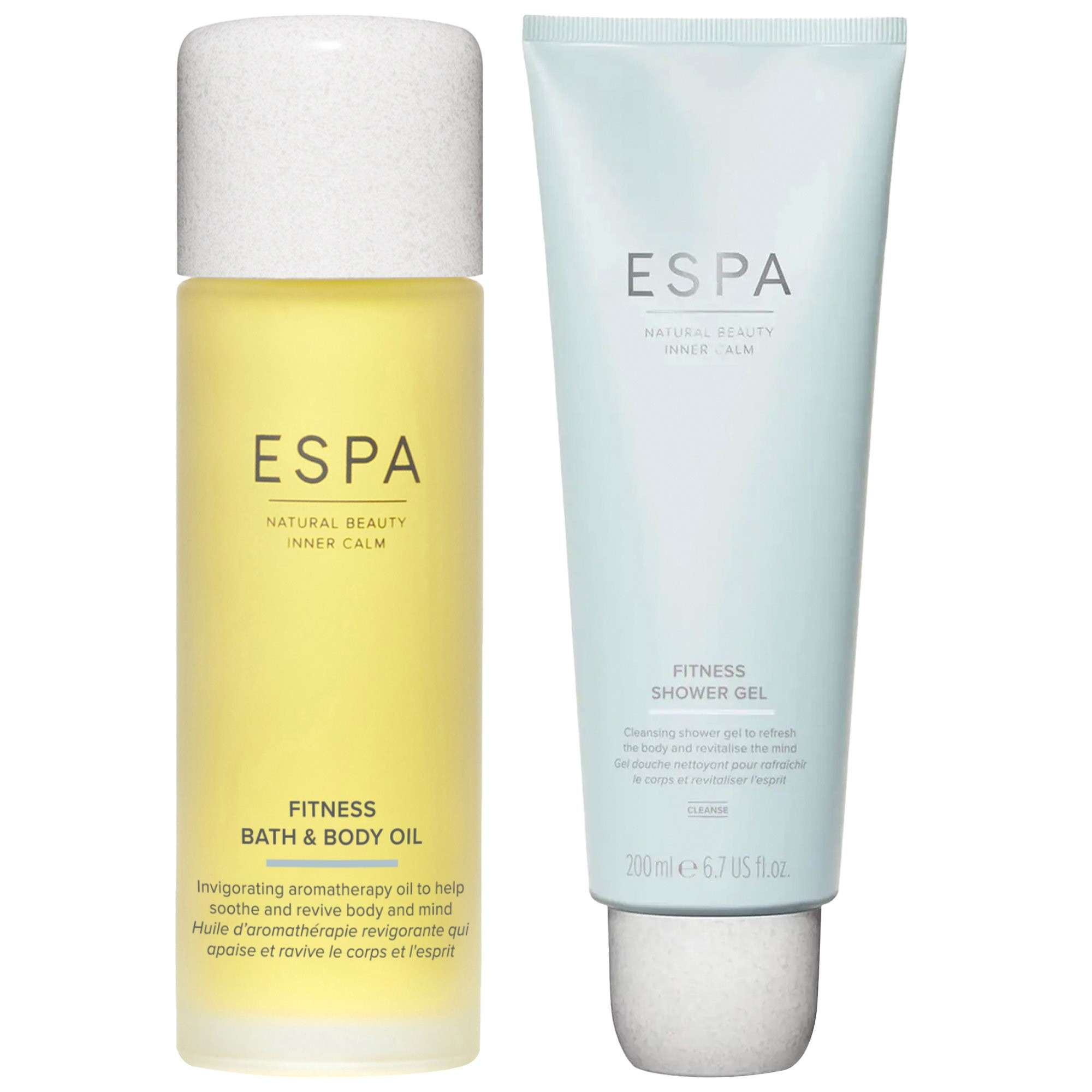 ESPA Duo: Fitness Shower Gel 200ml & Bath & Body Oil 100ml | allbeauty