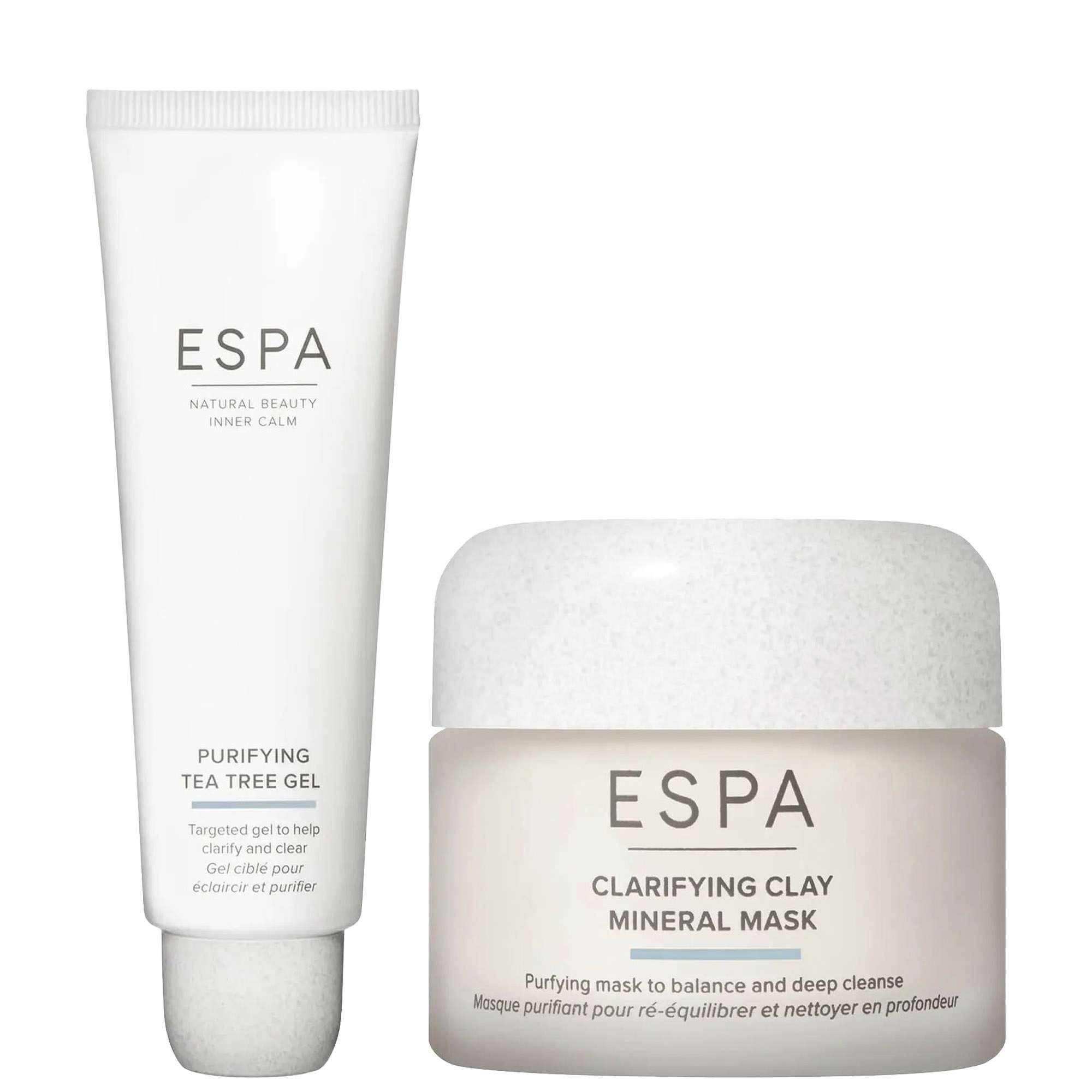 ESPA Duo: Clarifying Clay Mineral Mask 55ml & Purifying Tea Tree Gel ...
