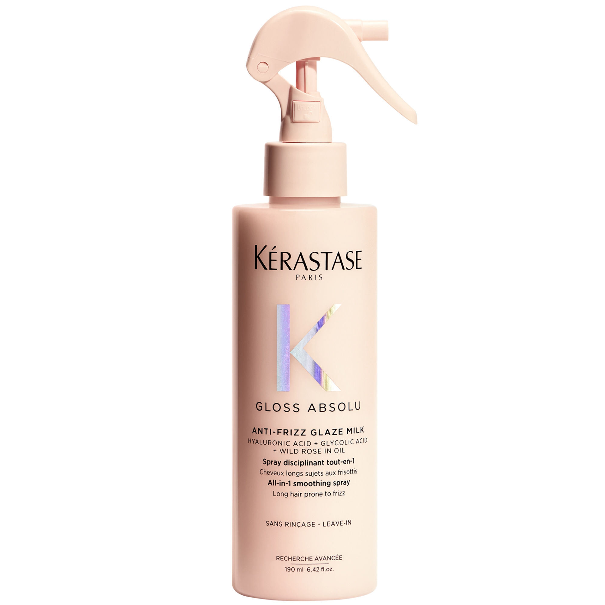 Kérastase Gloss Absolu Anti-Frizz Glaze Milk Spray with Glycolic Acid, Hyaluronic Acid and Wild ...