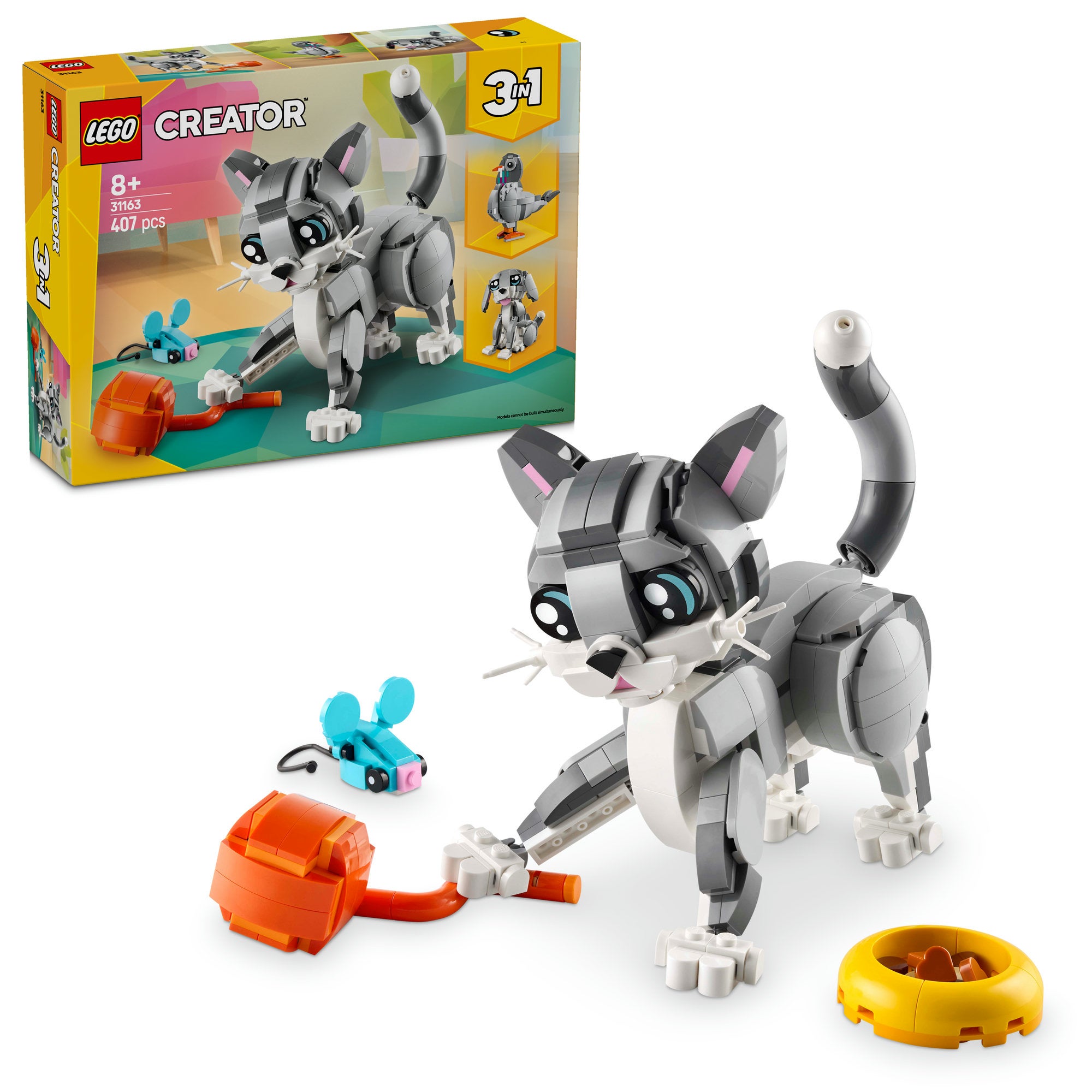 LEGO Creator 3in1 Playful Cat Figure, Toy Animal Set 31163